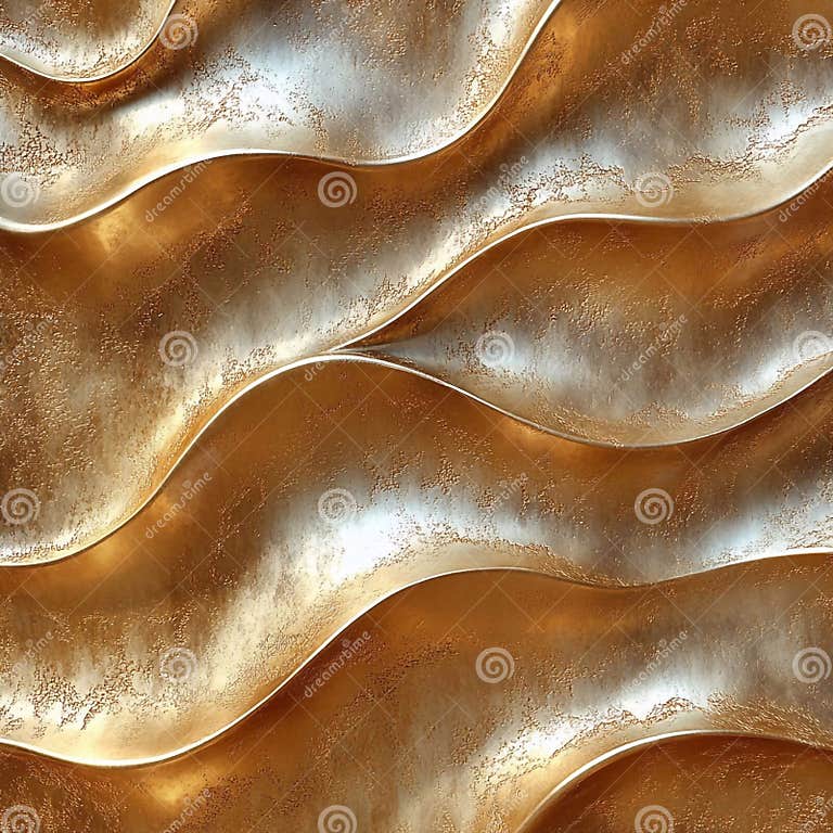 Golden Wave Pattern. Abstract Texture. Generative AI Stock Illustration ...