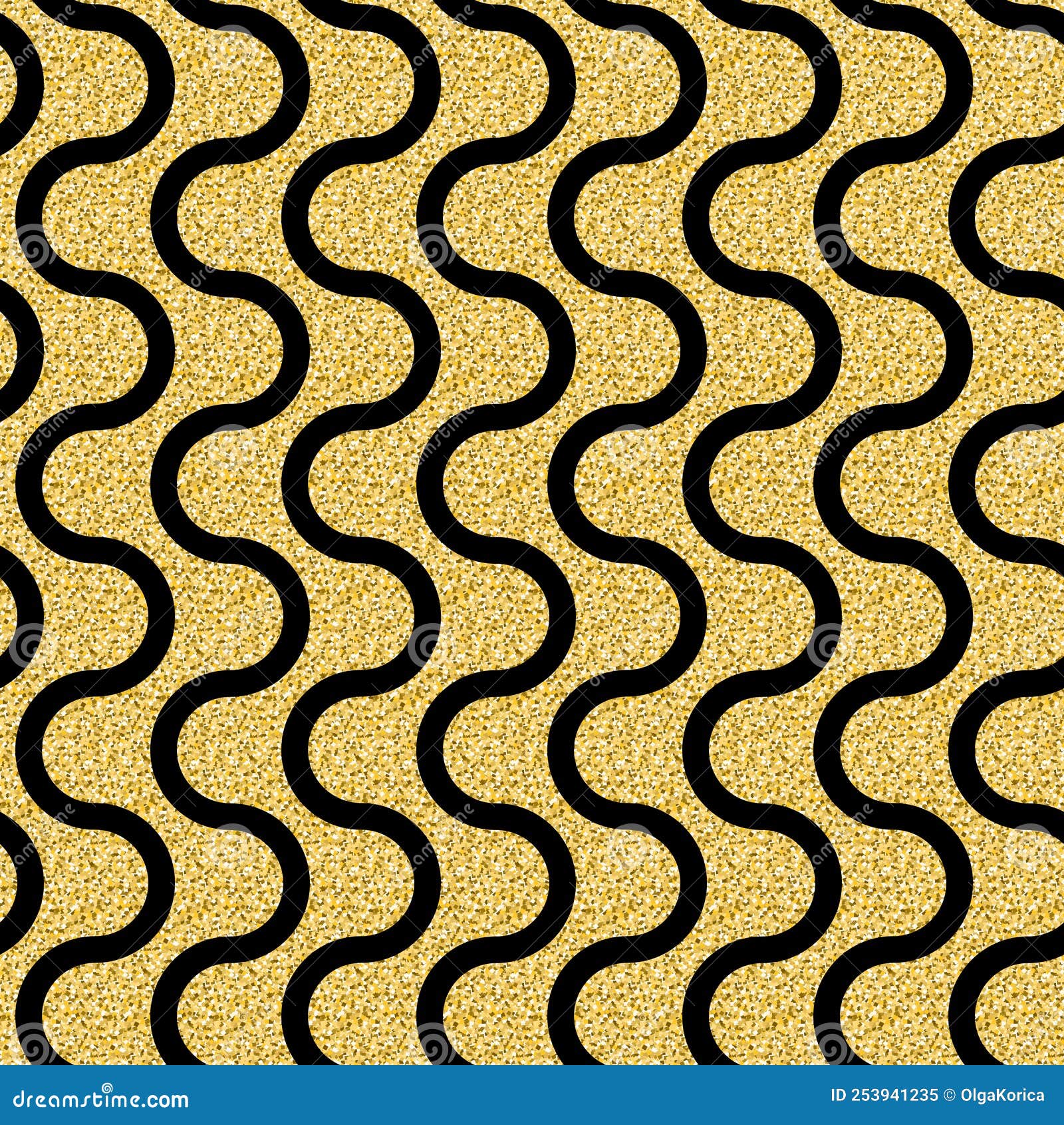 Golden Wave Seamless Pattern Golden Shimmer Shiny Background Stock ...