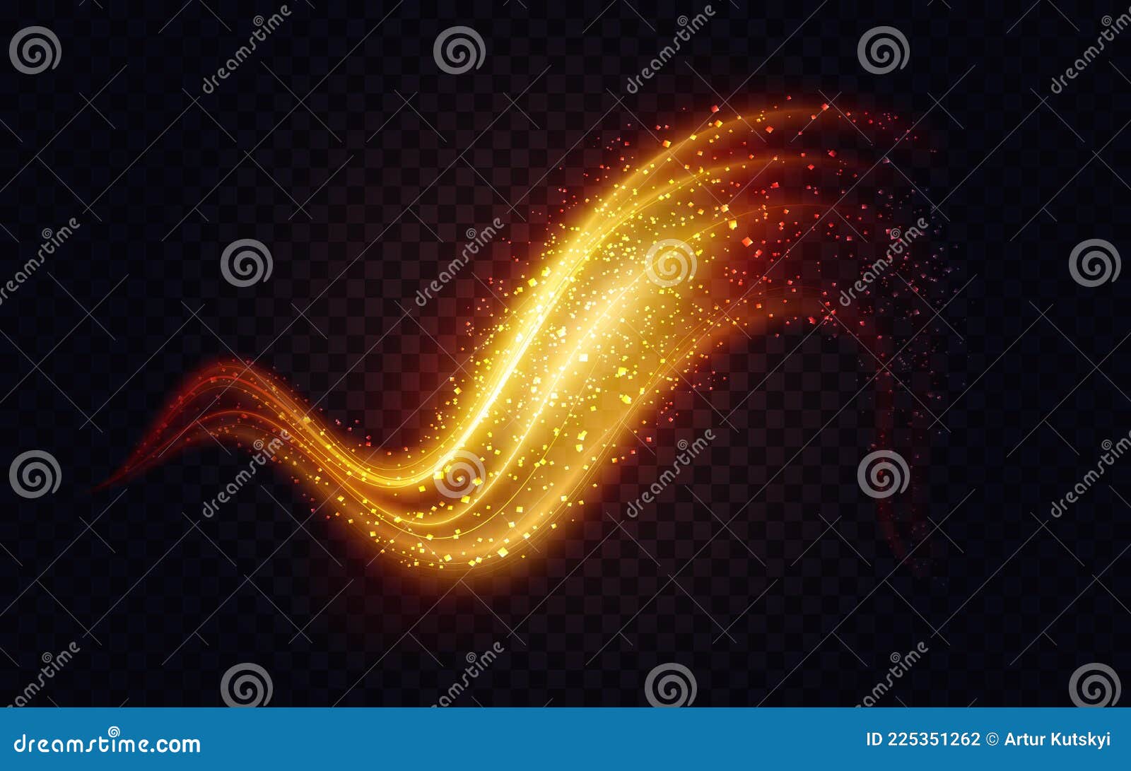 Golden Wave with Sparkle Bokeh, Abstract Light Effect Particles Stock ...