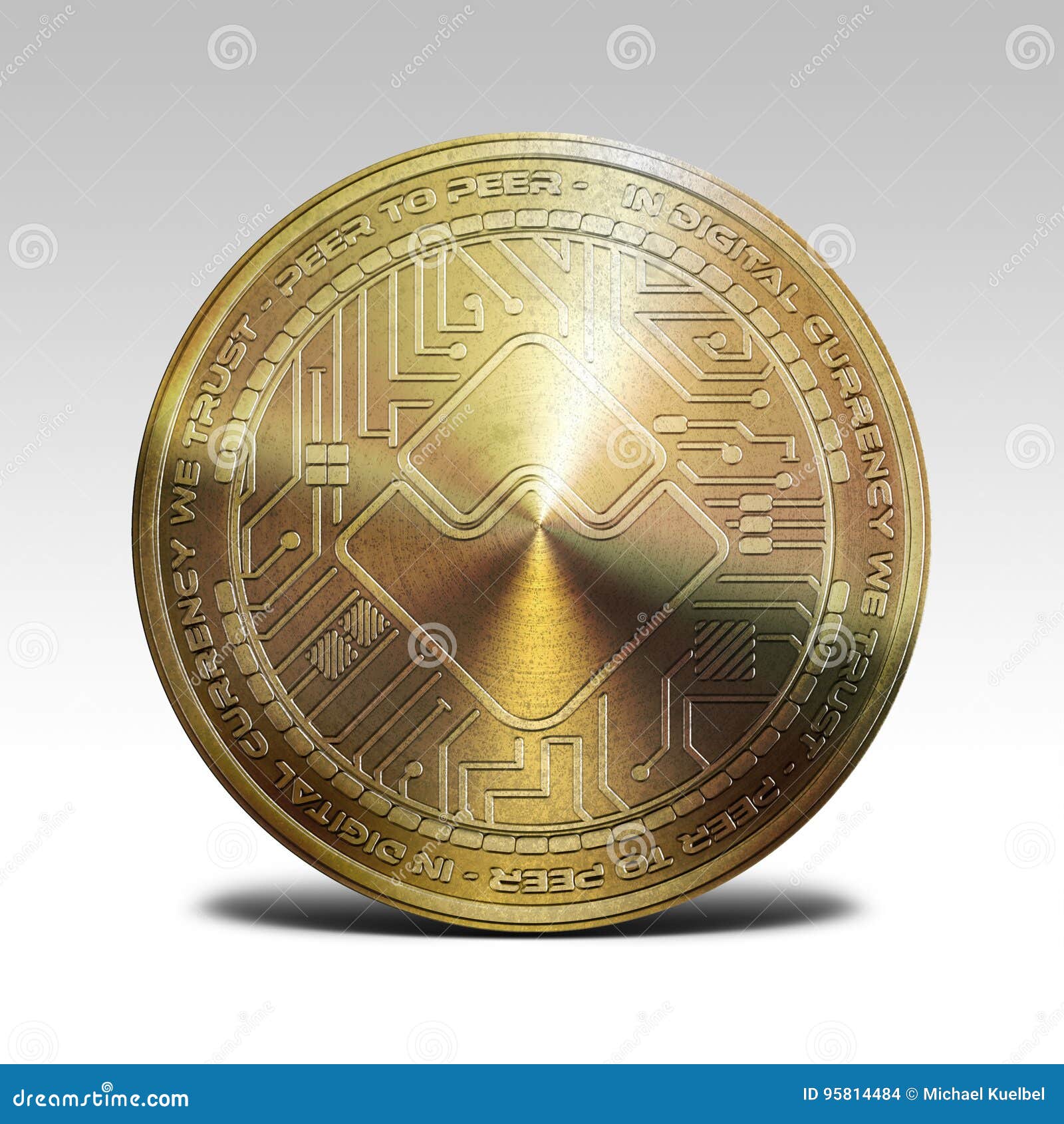 Golden Waves Coin Isolated on White Background 3d Rendering Stock ...