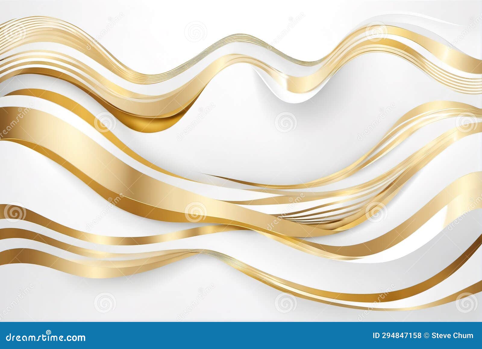 Golden Wavy Lines Wallpaper on White Background Stock Illustration ...