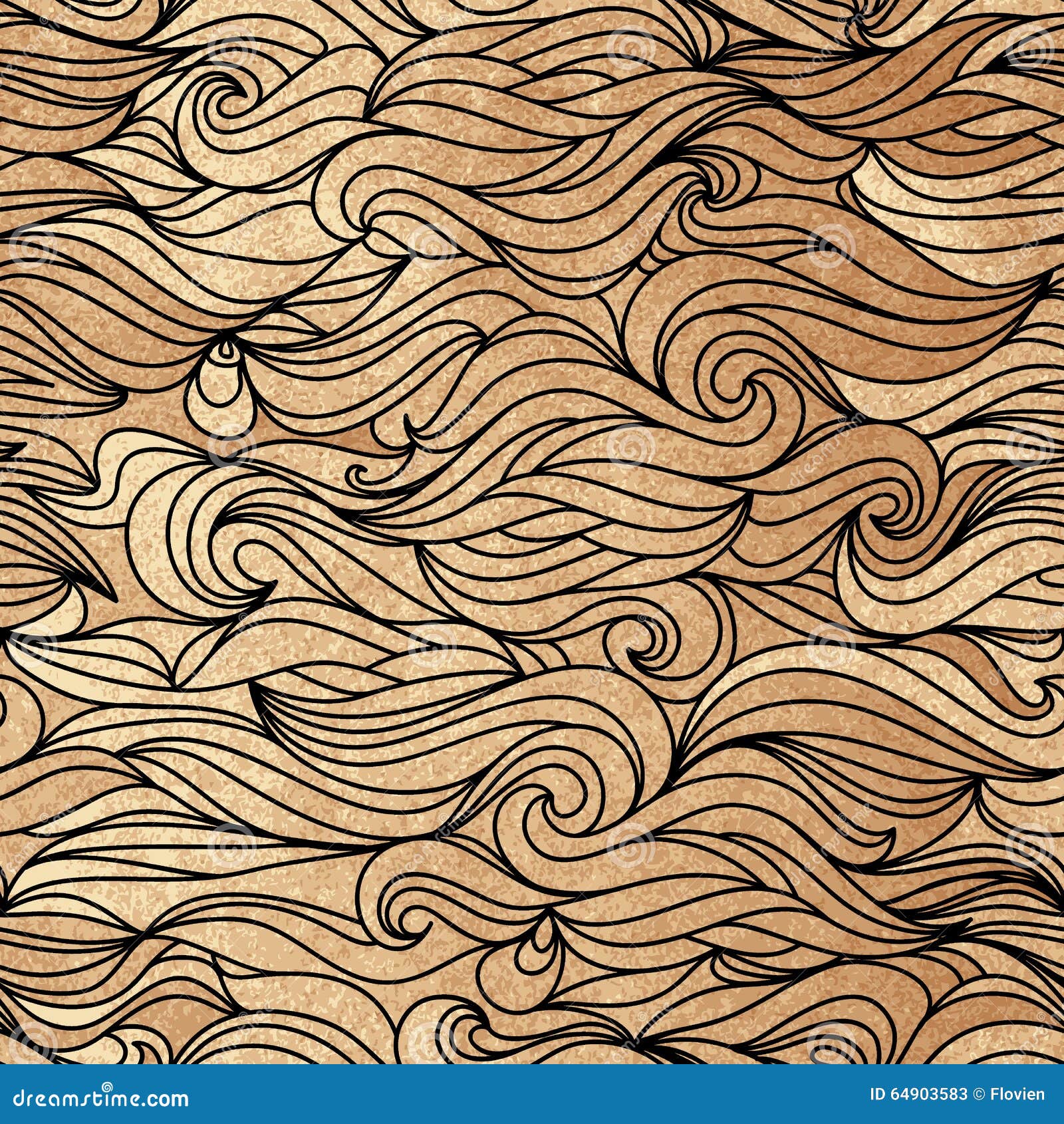 Golden Wavy Seamless Pattern. Stock Vector - Illustration of golden ...