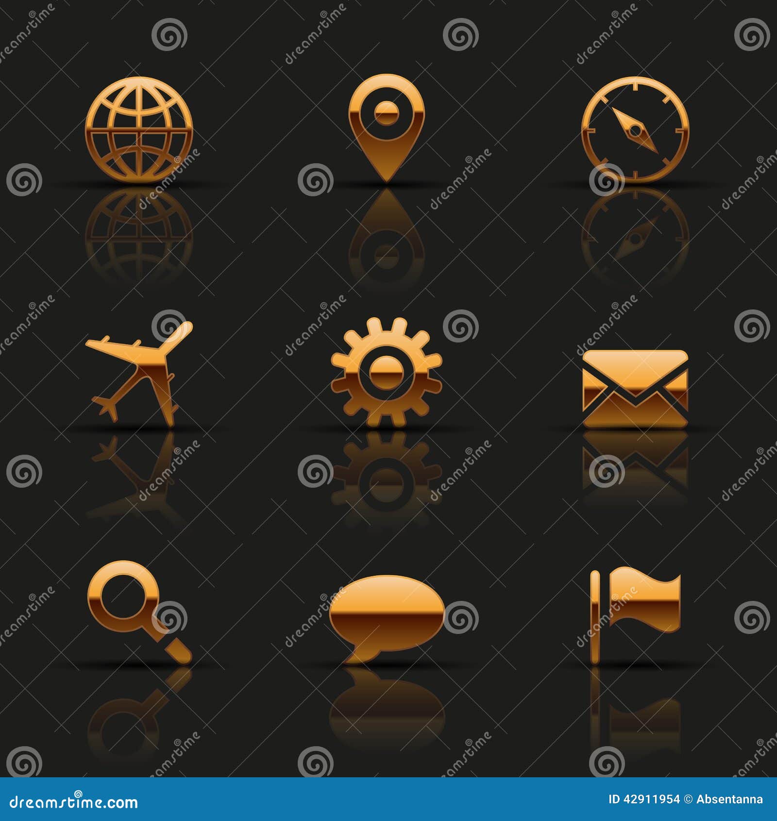 Golden web icons set stock vector. Illustration of business - 42911954