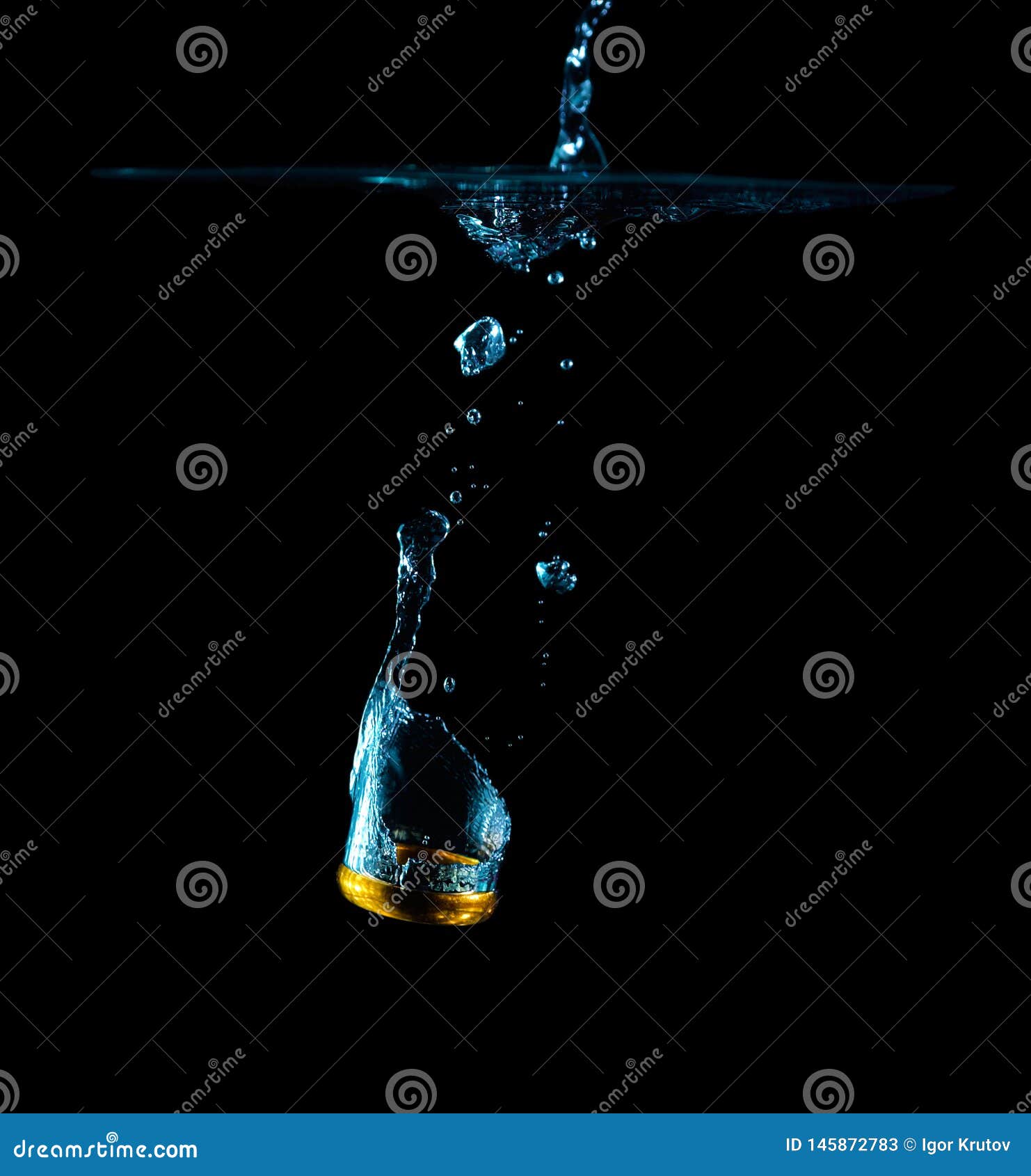 Golden Wedding Ring Falling into the Water in the Bubbles Stock Image ...