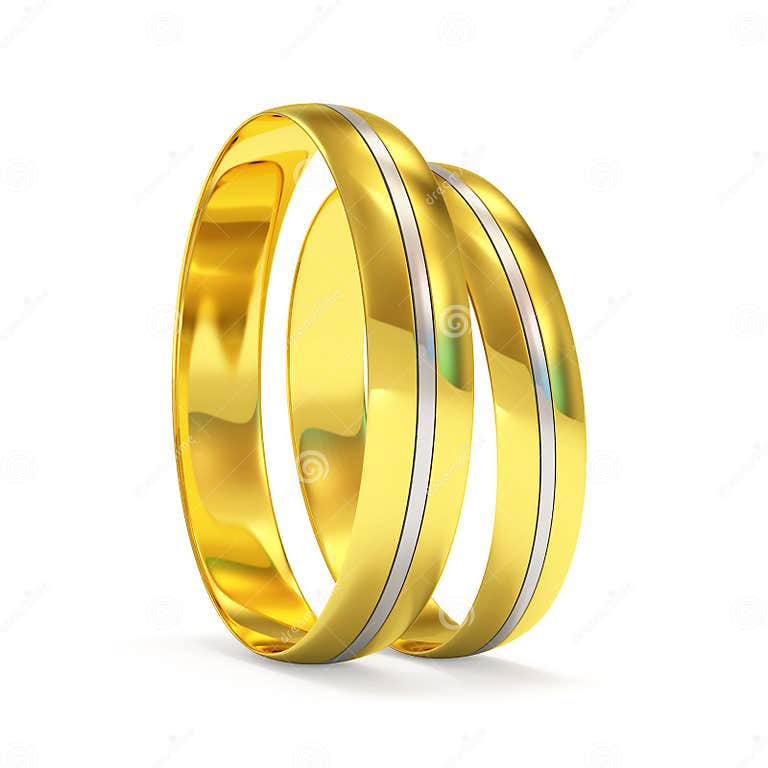 Golden Wedding Rings with a Platinum Insert Stock Illustration ...