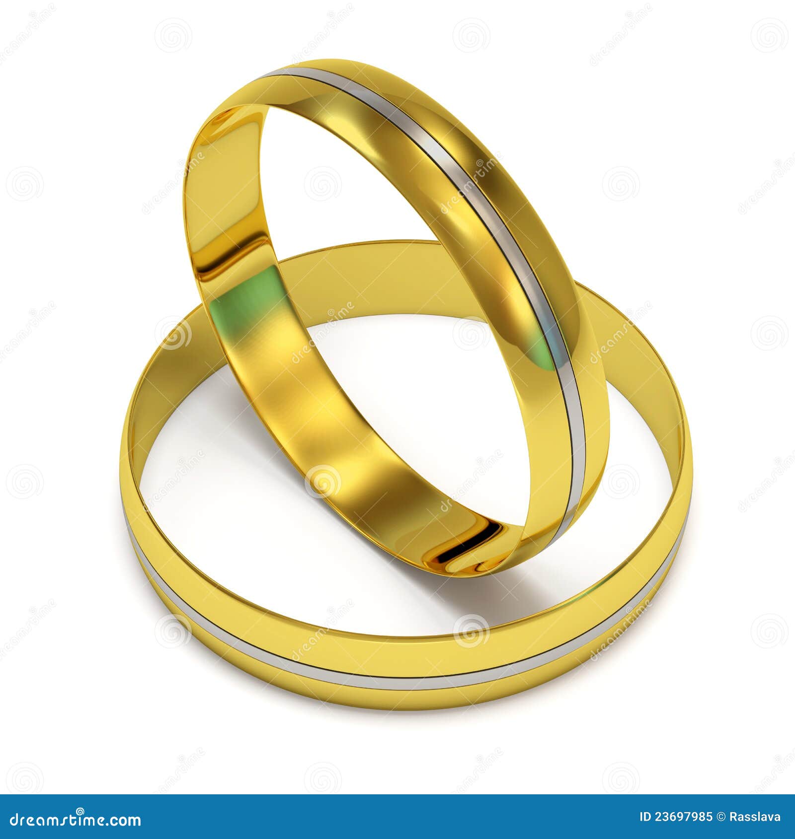 Golden Wedding Rings with a Platinum Insert Stock Illustration ...