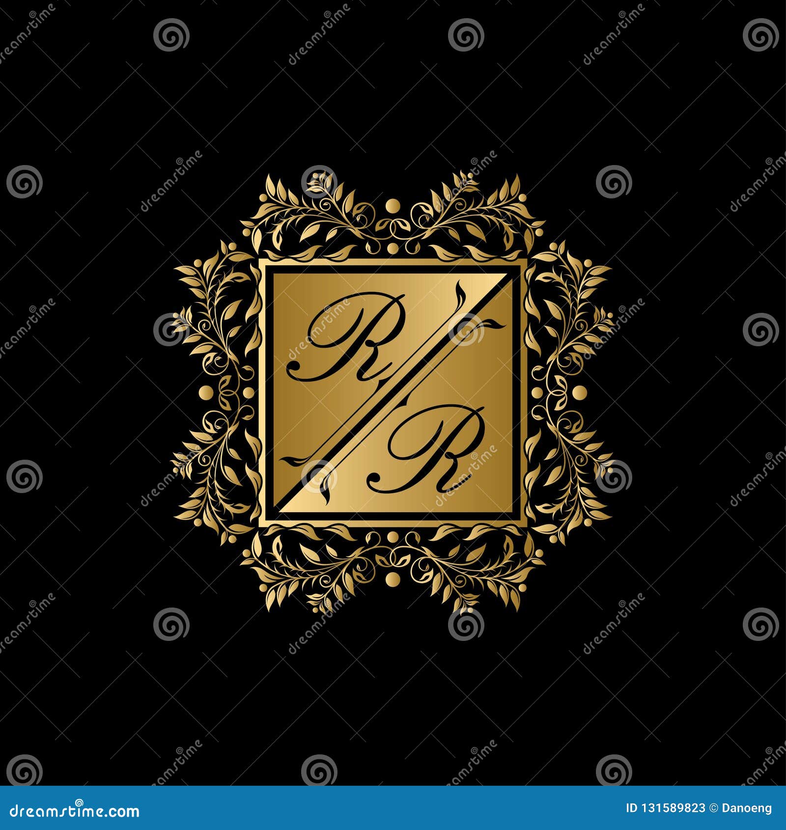 Golden Royal Wedding RR Letter Logo Stock Illustration - Illustration ...
