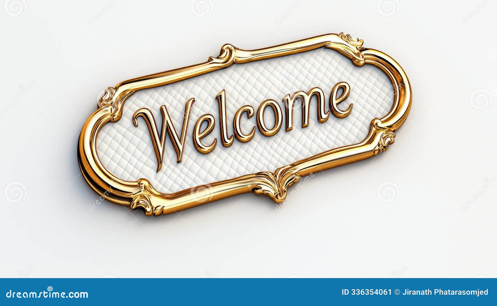 Golden Welcome Sign stock illustration. Illustration of deco - 336354061