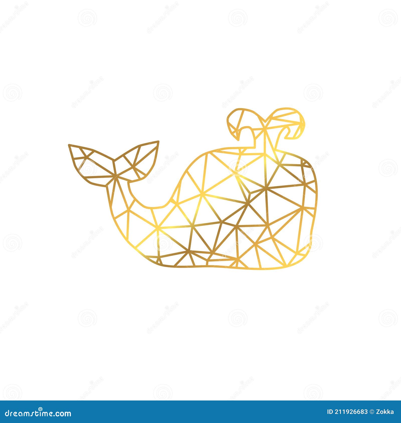 Golden Whale in Low Poly Style. Vector Geometric Gradient Poster Stock ...