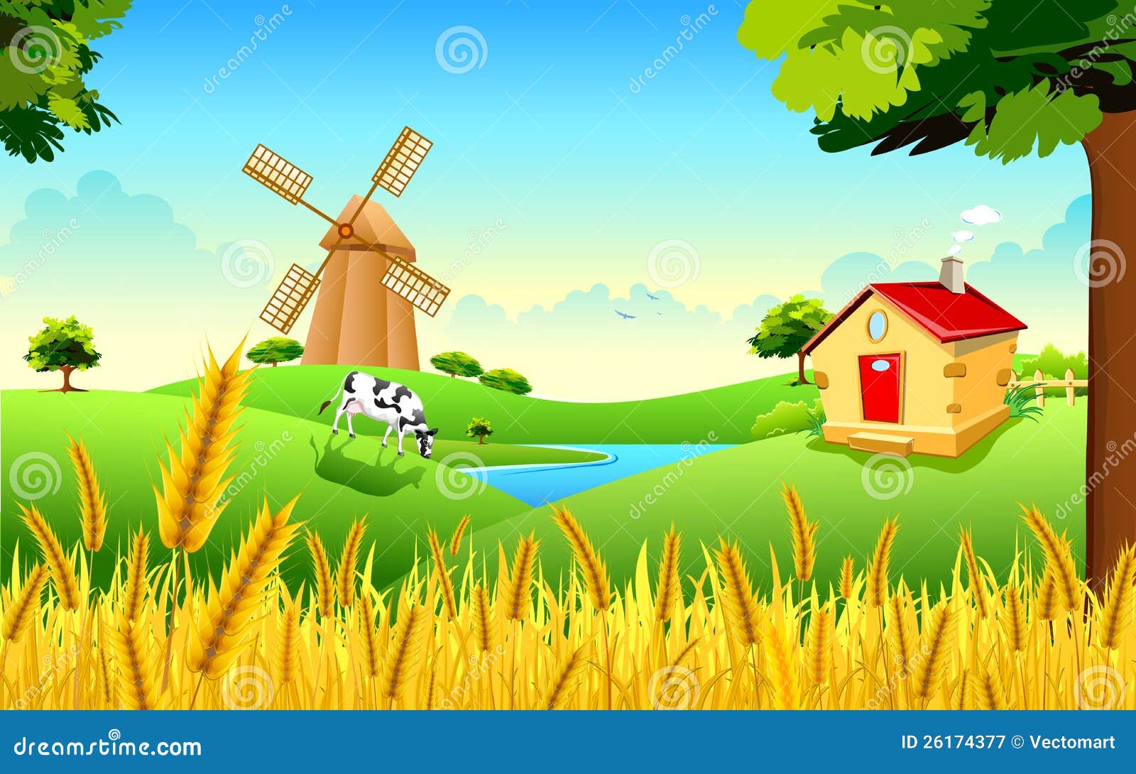 Golden Wheat Farm stock vector. Illustration of corn - 26174377