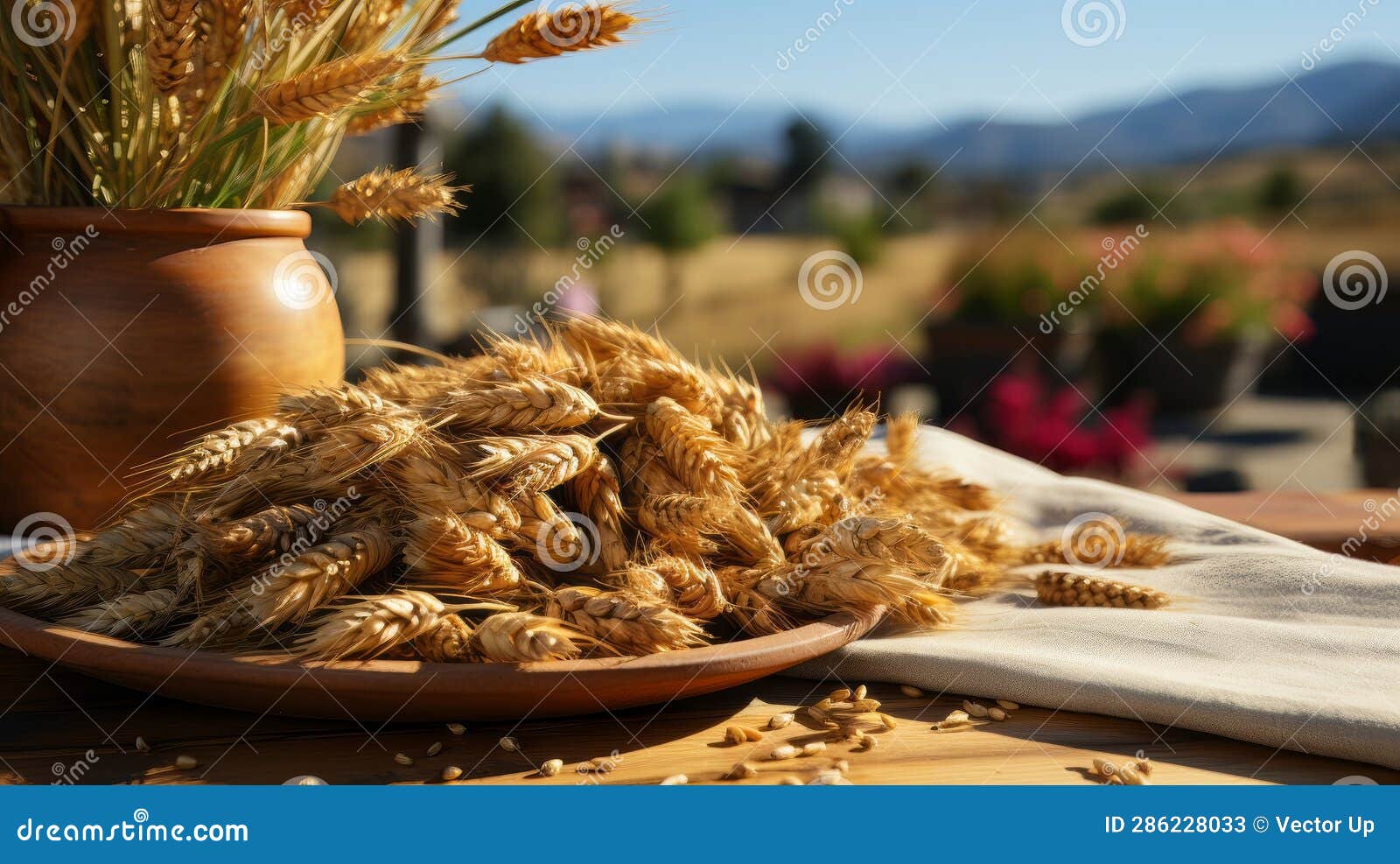Golden Wheat Grains Packed in a Rustic Burlap Sack Artful. Generative ...