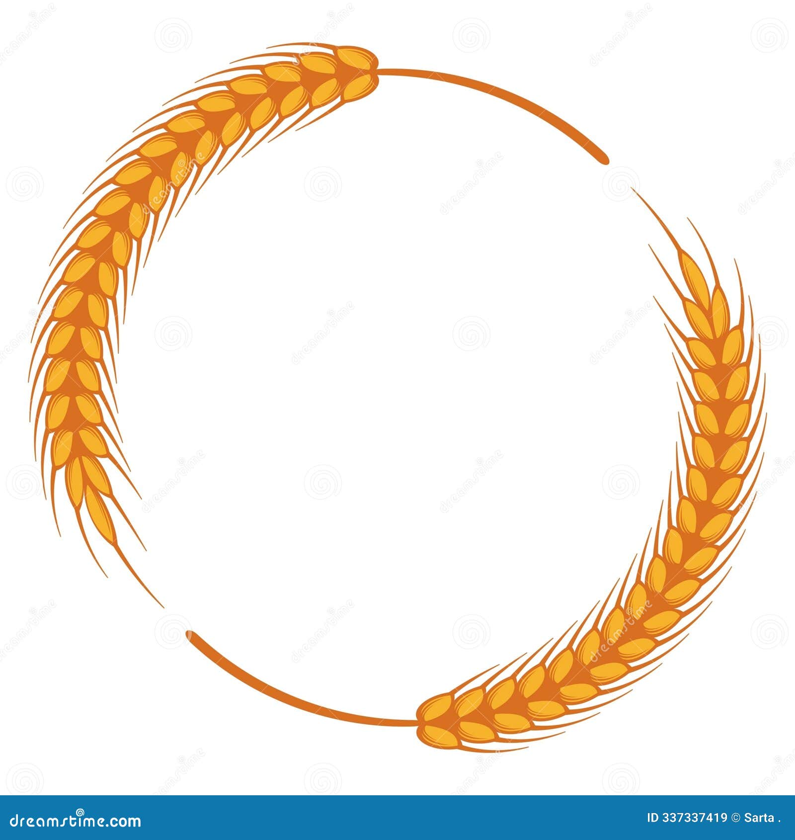 Synergy of 2 Wheat Stalks that Form a Circle Frame Stock Illustration ...