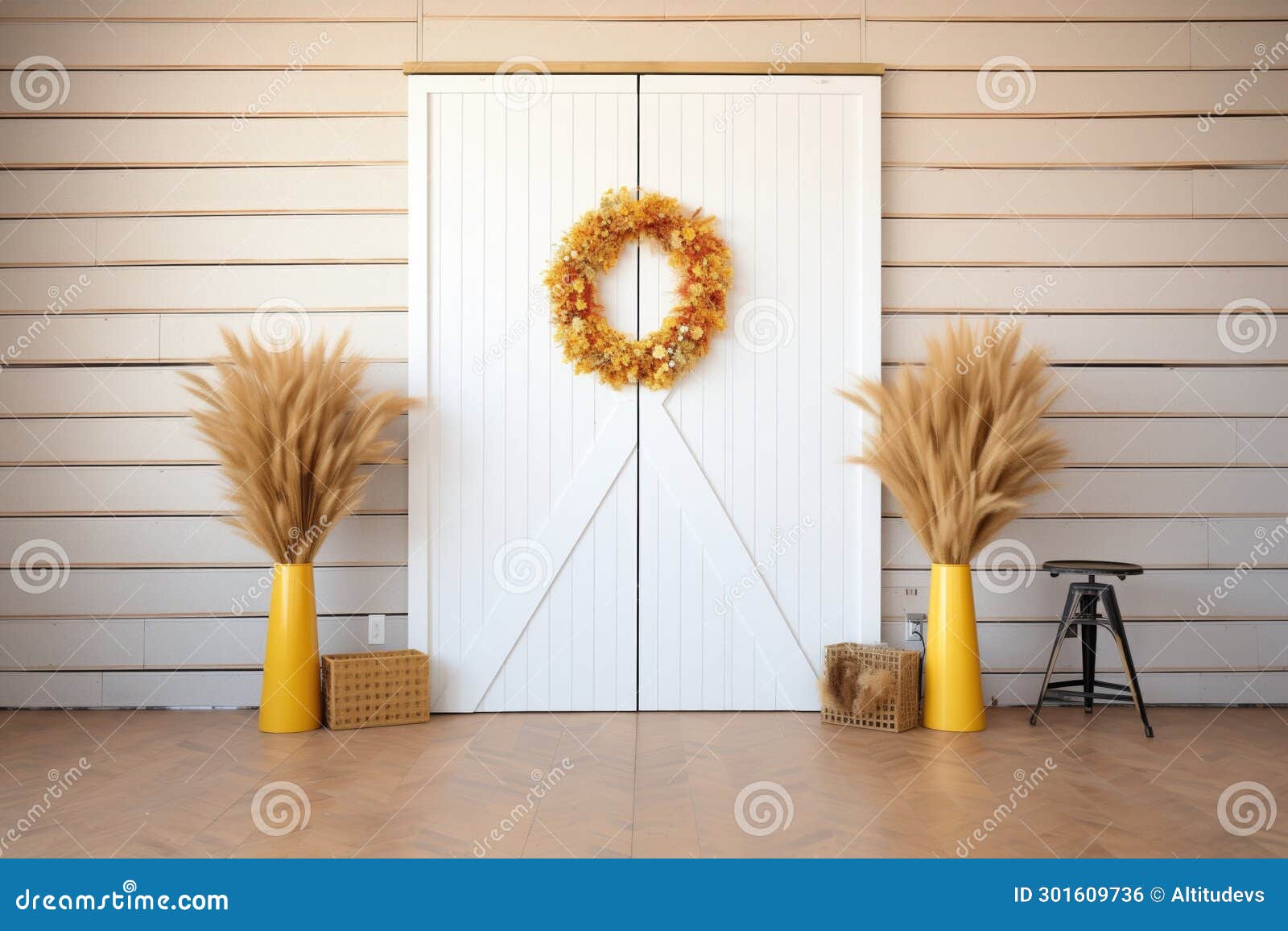 Golden Wheat Sheaves by Barn Door Stock Photo - Image of agriculture ...
