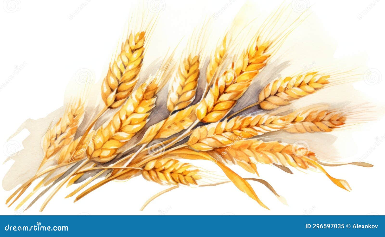 Golden Wheat Watercolor Illustration AI Generated Stock Illustration ...
