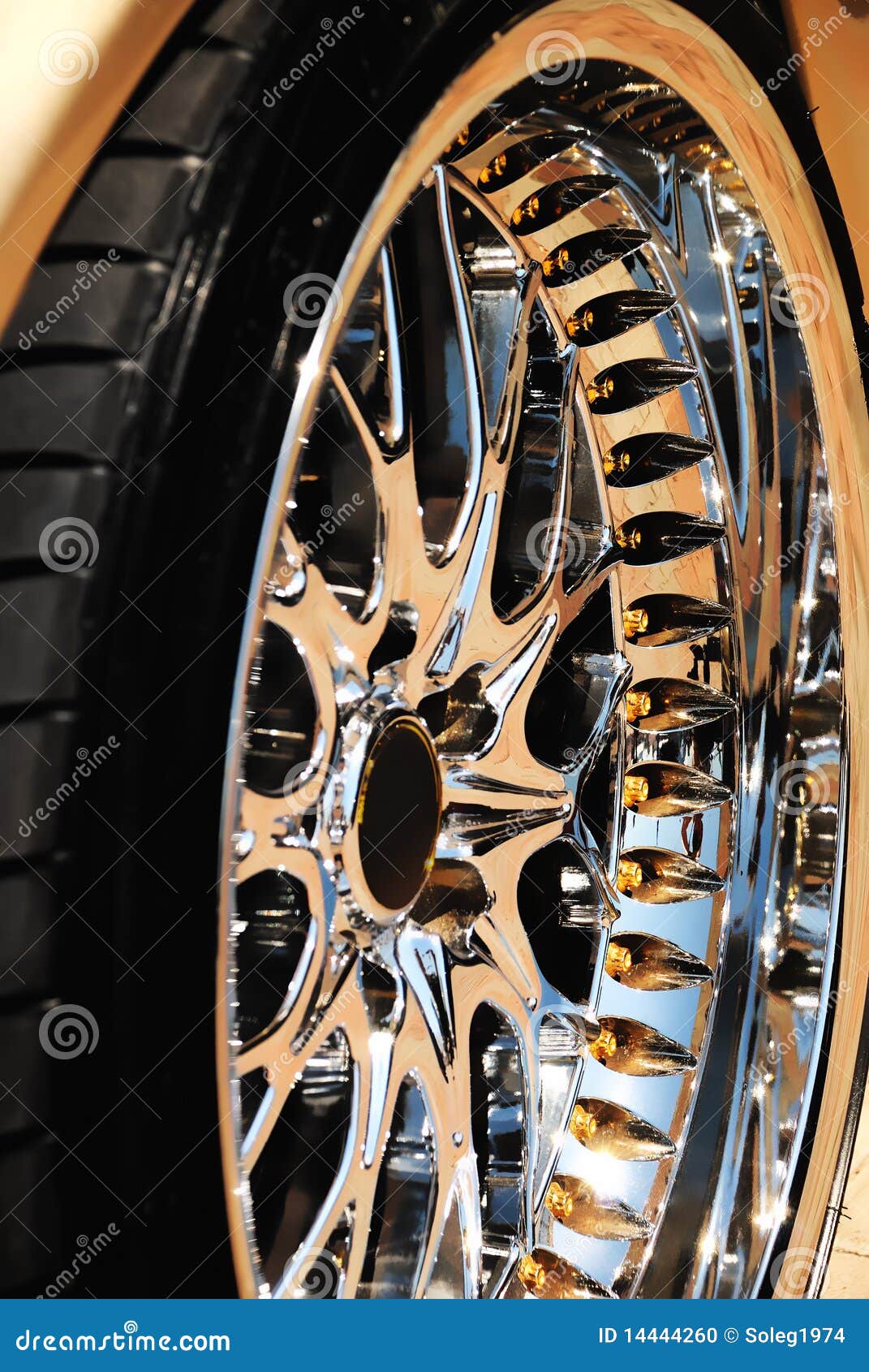 Golden Wheel of the Car and Tyre Stock Photo - Image of modern, custom ...