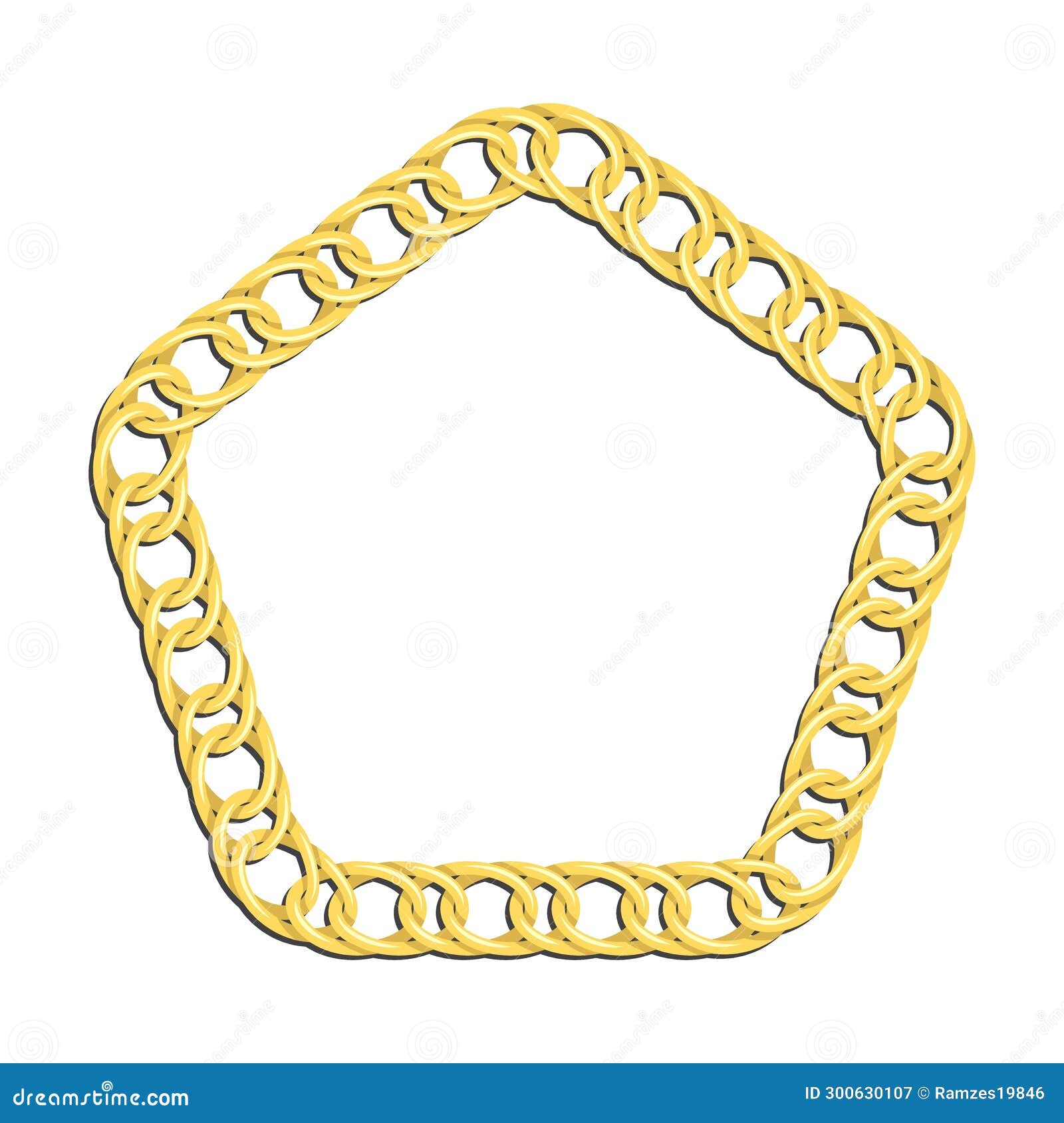 Golden Wide Pentagonal Chain Frames for Decorative Headers. Gold Metal ...