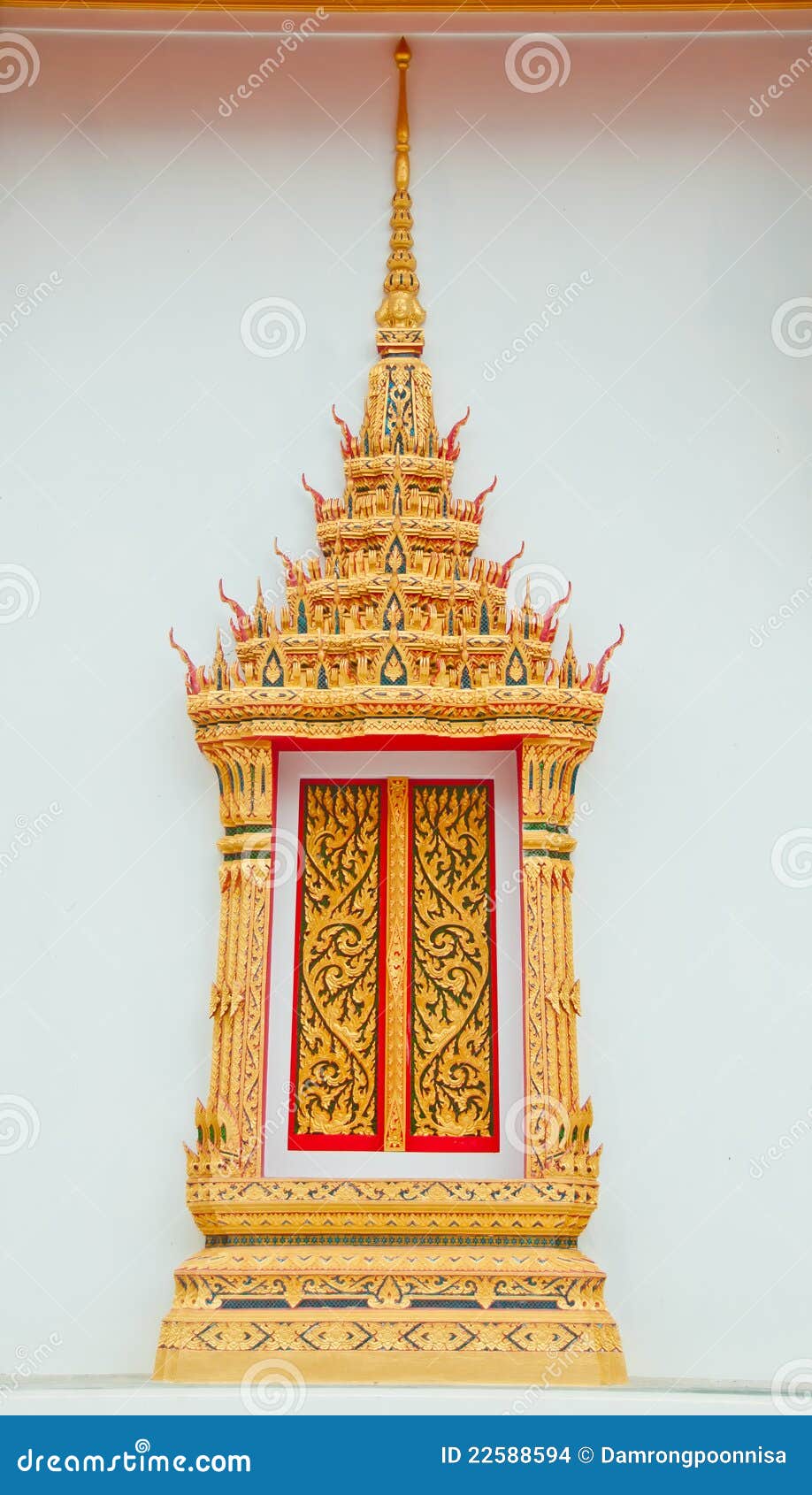 Golden Window Buddhist Temple Stock Photo - Image of handicraft, design ...