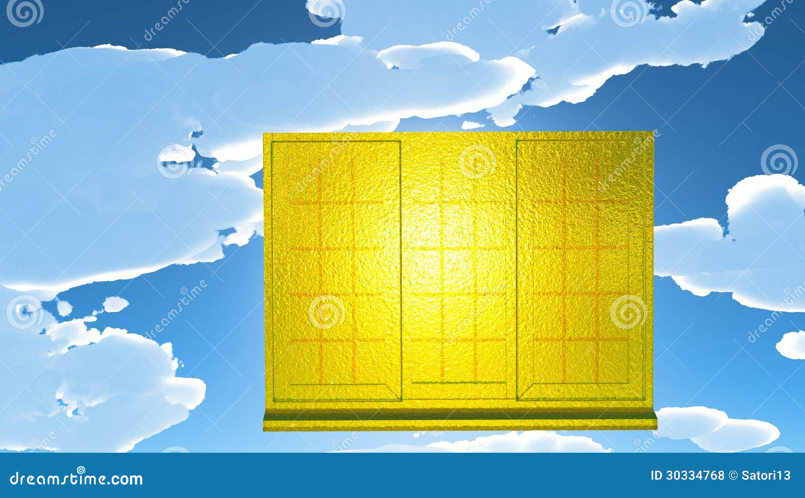 Golden Window Frame On White Concrete Wall In Temple Royalty-Free Stock ...