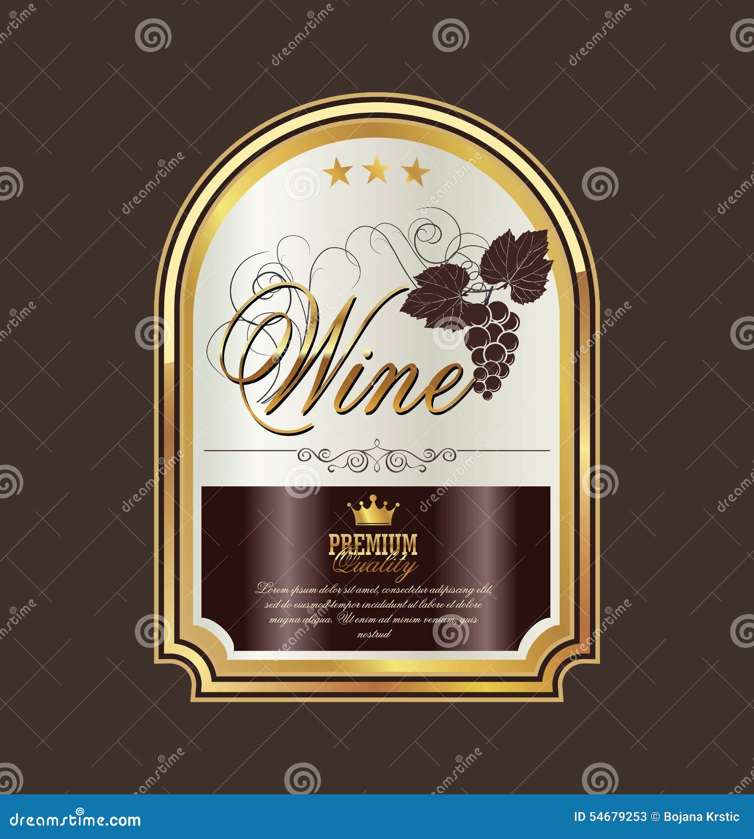 Golden wine label stock illustration. Illustration of card - 54679253