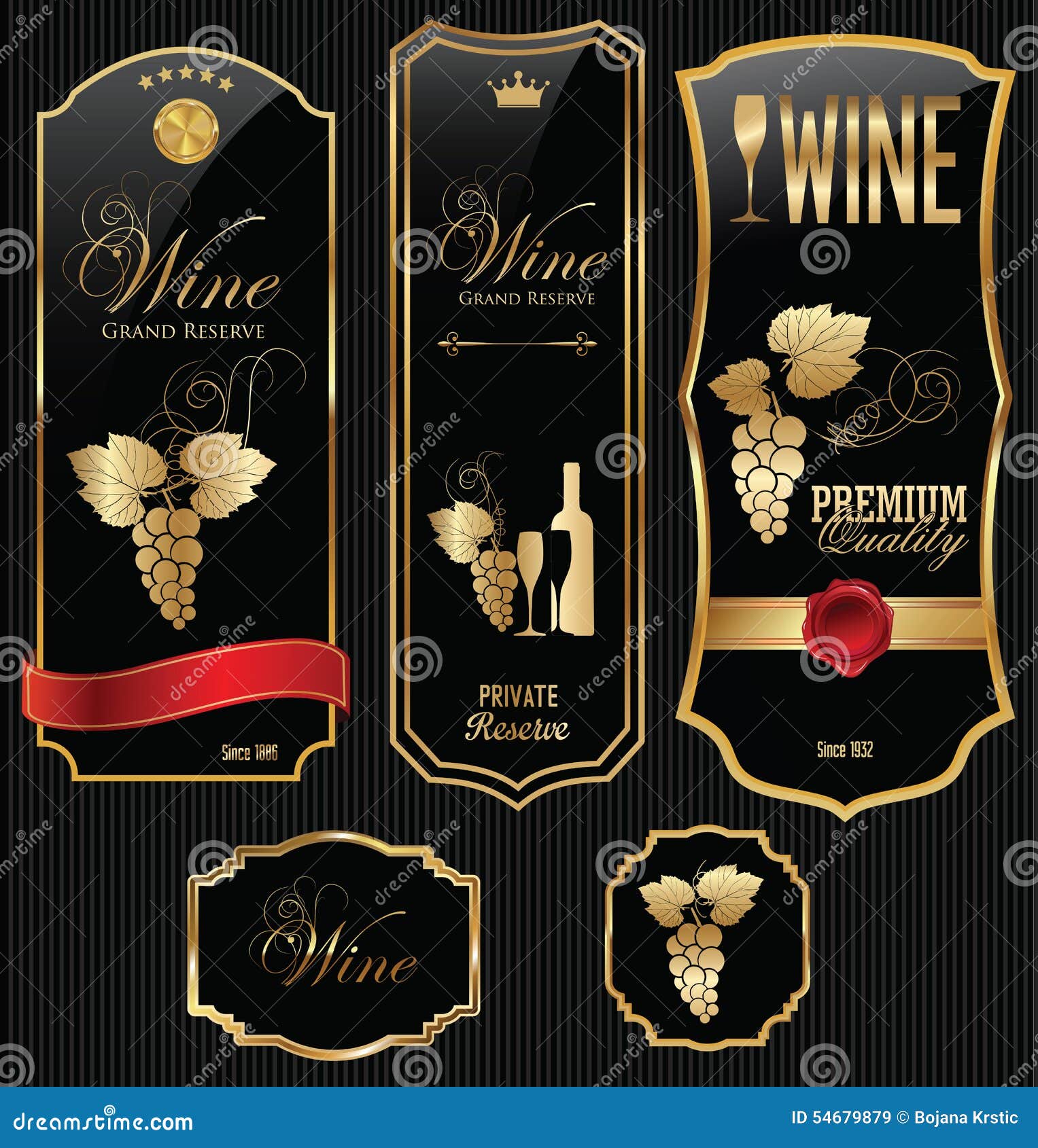 Golden wine label stock illustration. Illustration of grape - 54679879