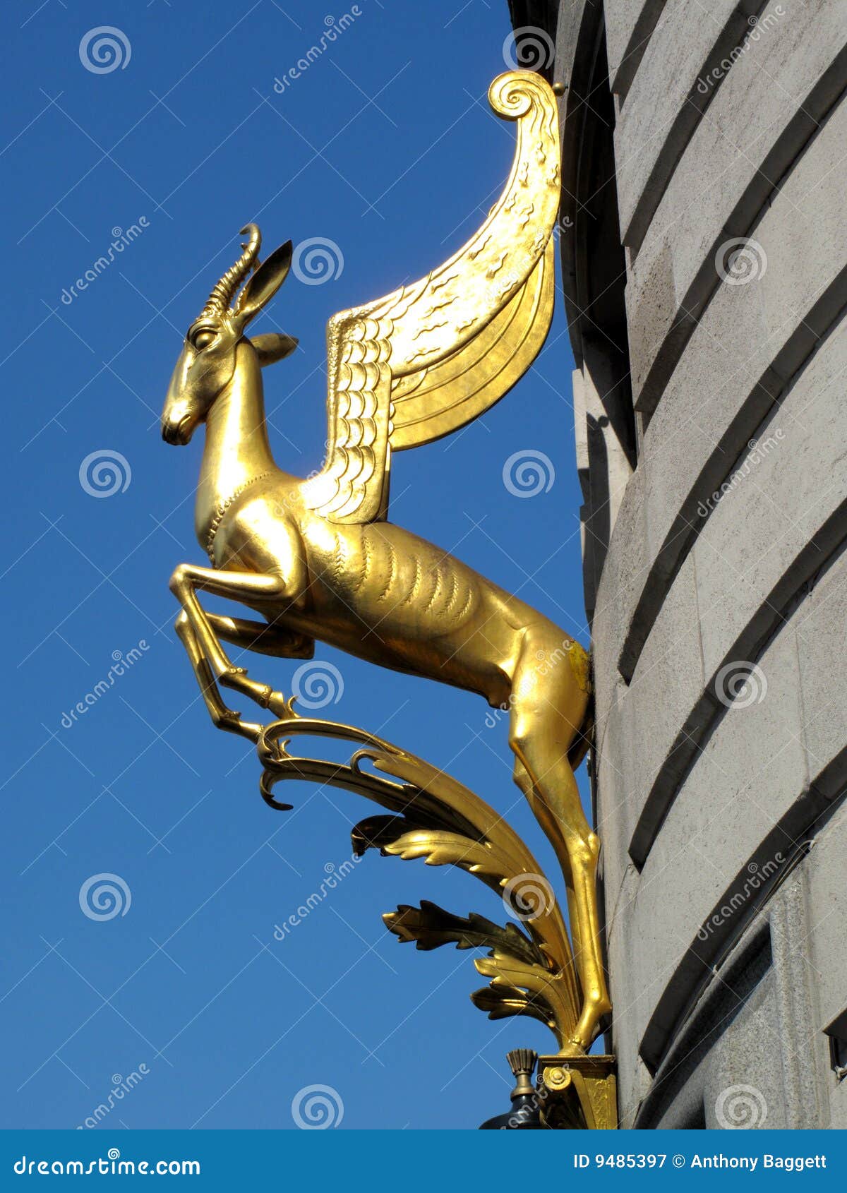 Golden Winged Springbok Sculpture Stock Image - Image of stag, statue ...