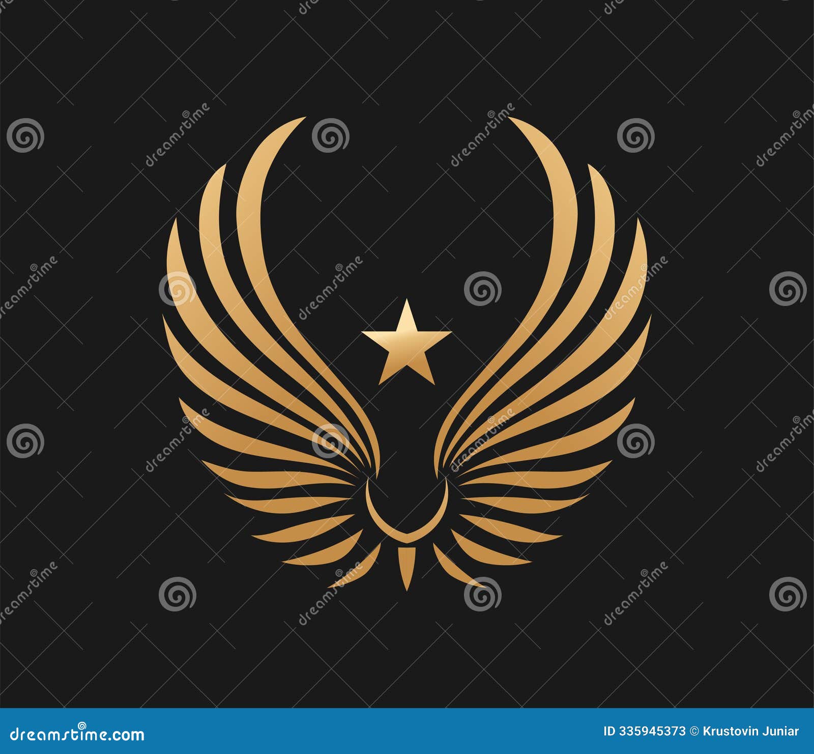 Golden Winged with Star Symbol Stock Illustration - Illustration of ...