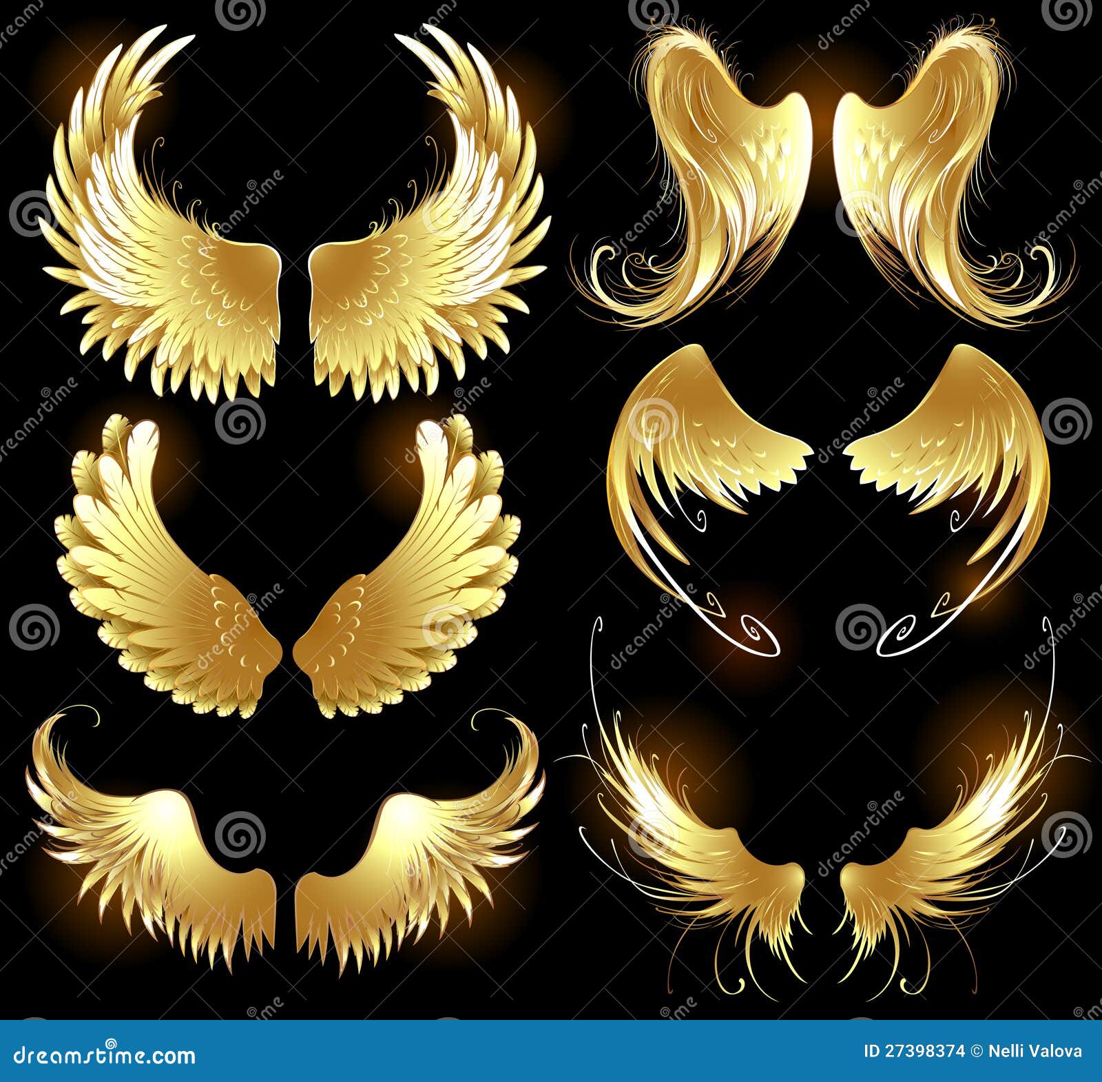 Golden wings of angels stock vector. Illustration of flight - 27398374