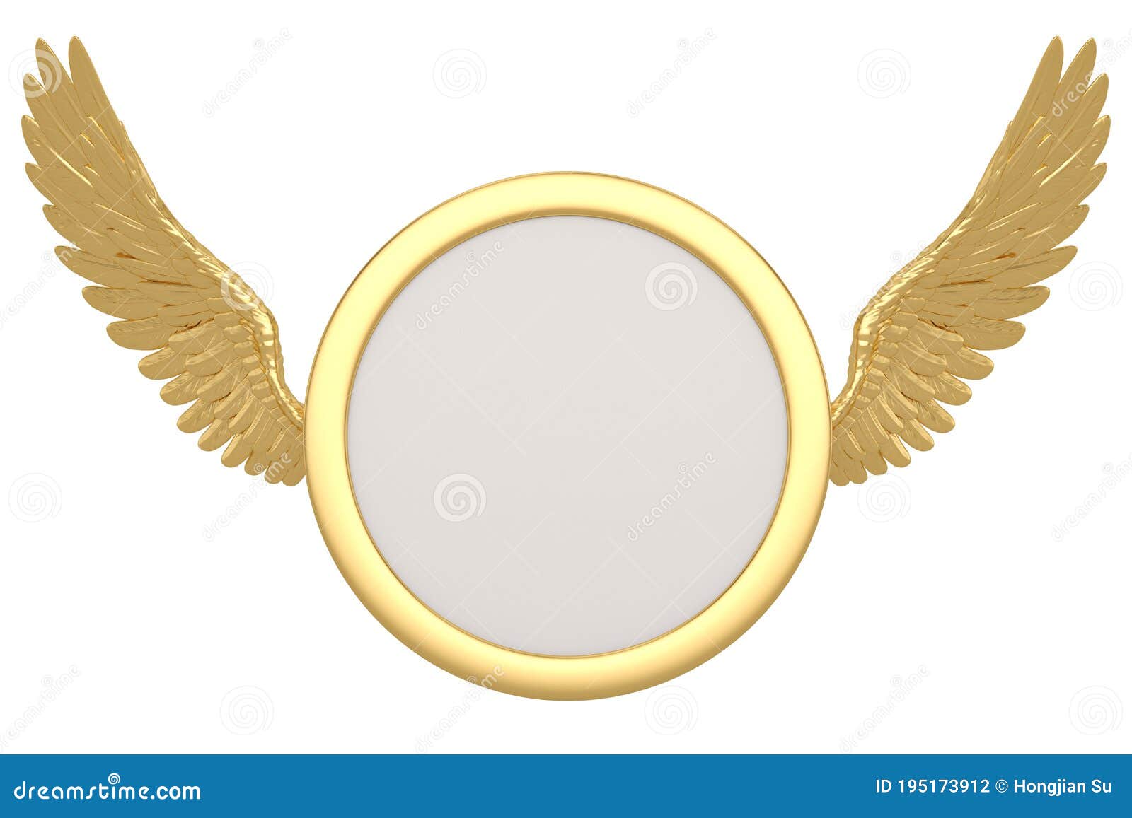 Golden Wings with Frame Isolated on White Background, 3D Render. 3D ...