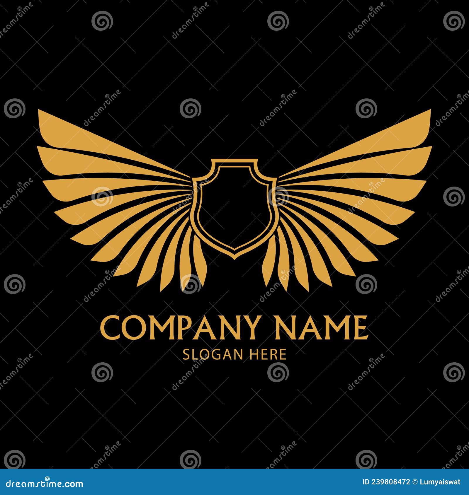 Golden Wings Logo Design Template Stock Vector - Illustration of ...