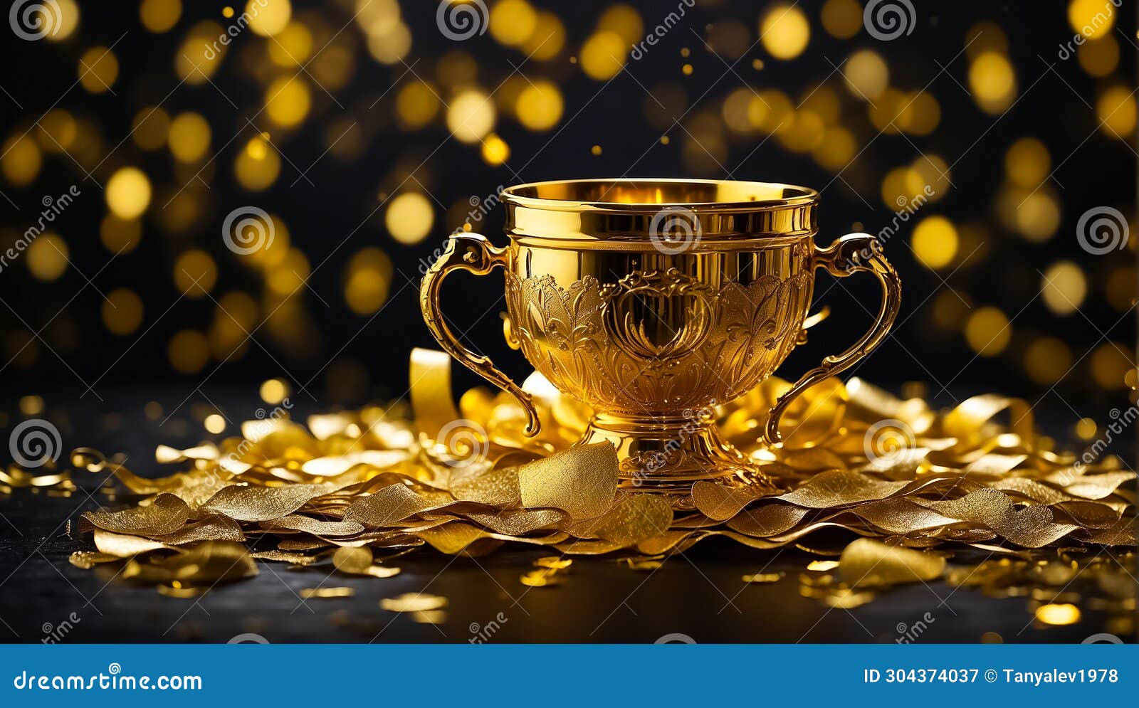 Golden Winner Cup on Dark Background Congratulation Editorial ...