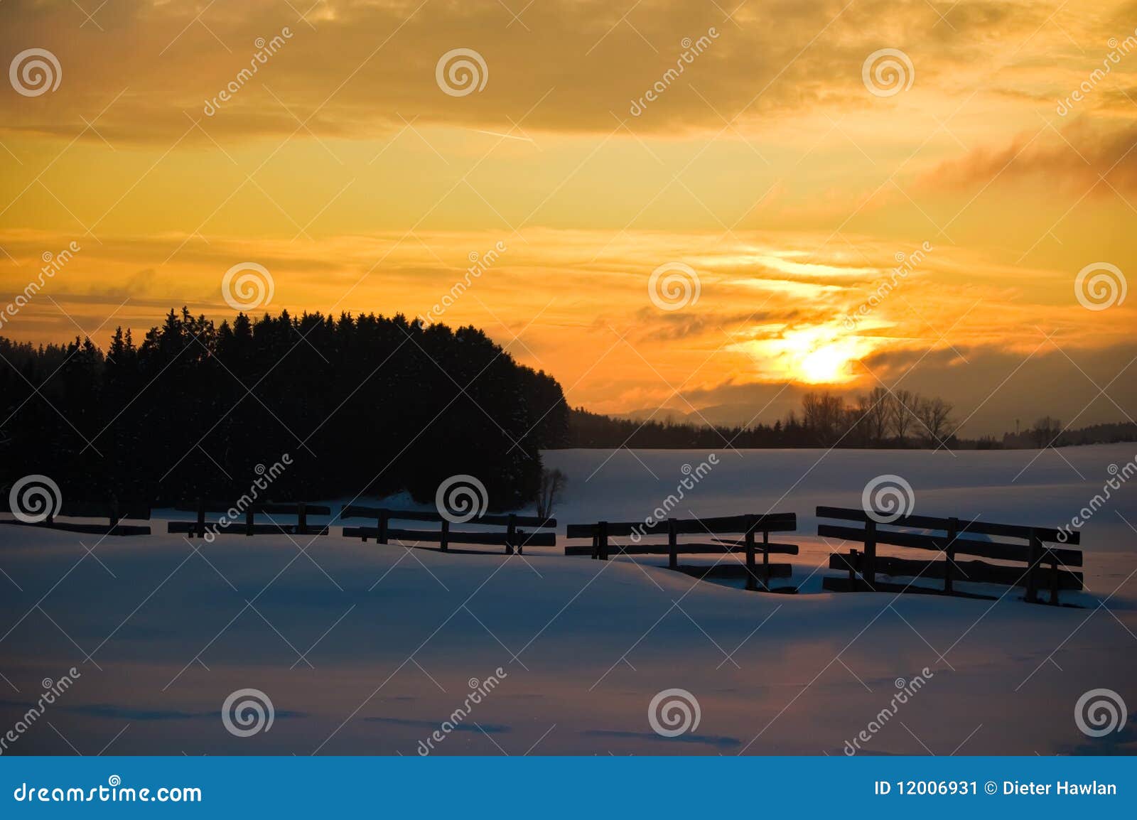 Golden Winter Landscape stock image. Image of idyllic - 12006931