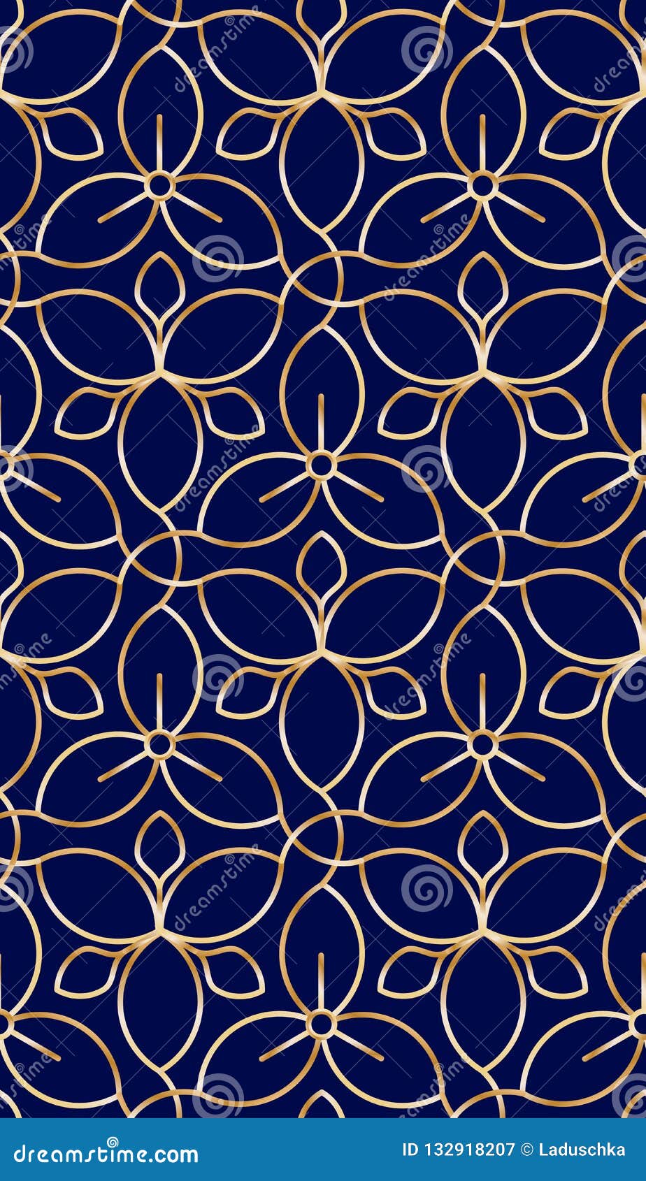 Golden Wire Seamless Flower Pattern Stock Vector - Illustration of ...