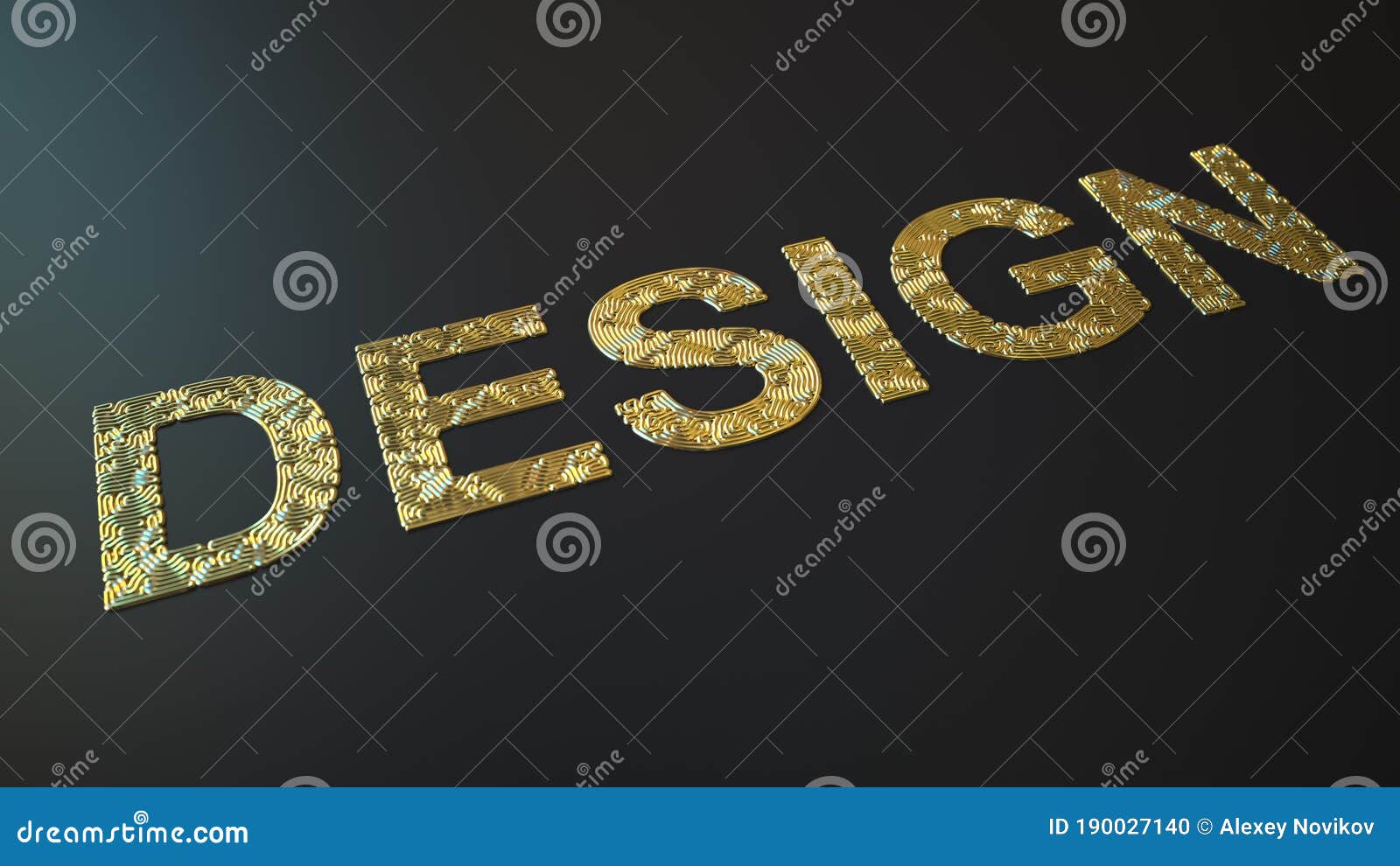 Gold Bending Wires Form DESIGN Word, 3d Rendering Stock Illustration ...