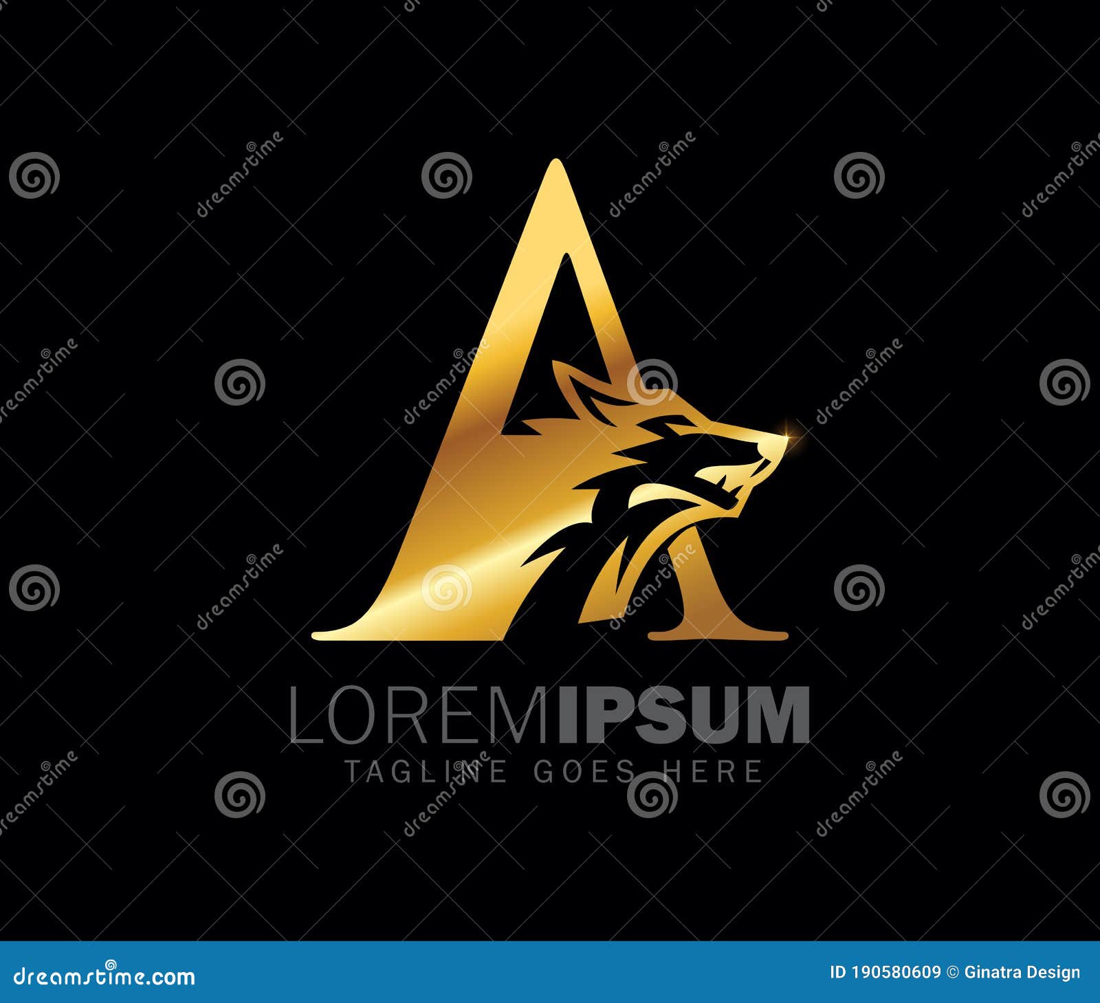 Golden Wolf Initial Monogram Letter a Logo Sign Stock Vector ...