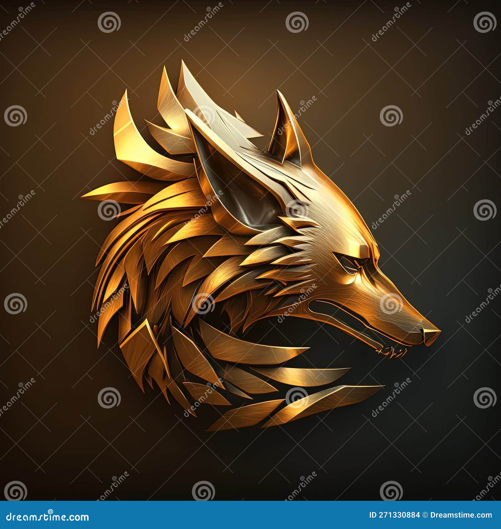 Golden Wolf Logo. Generative AI Stock Illustration - Illustration of ...