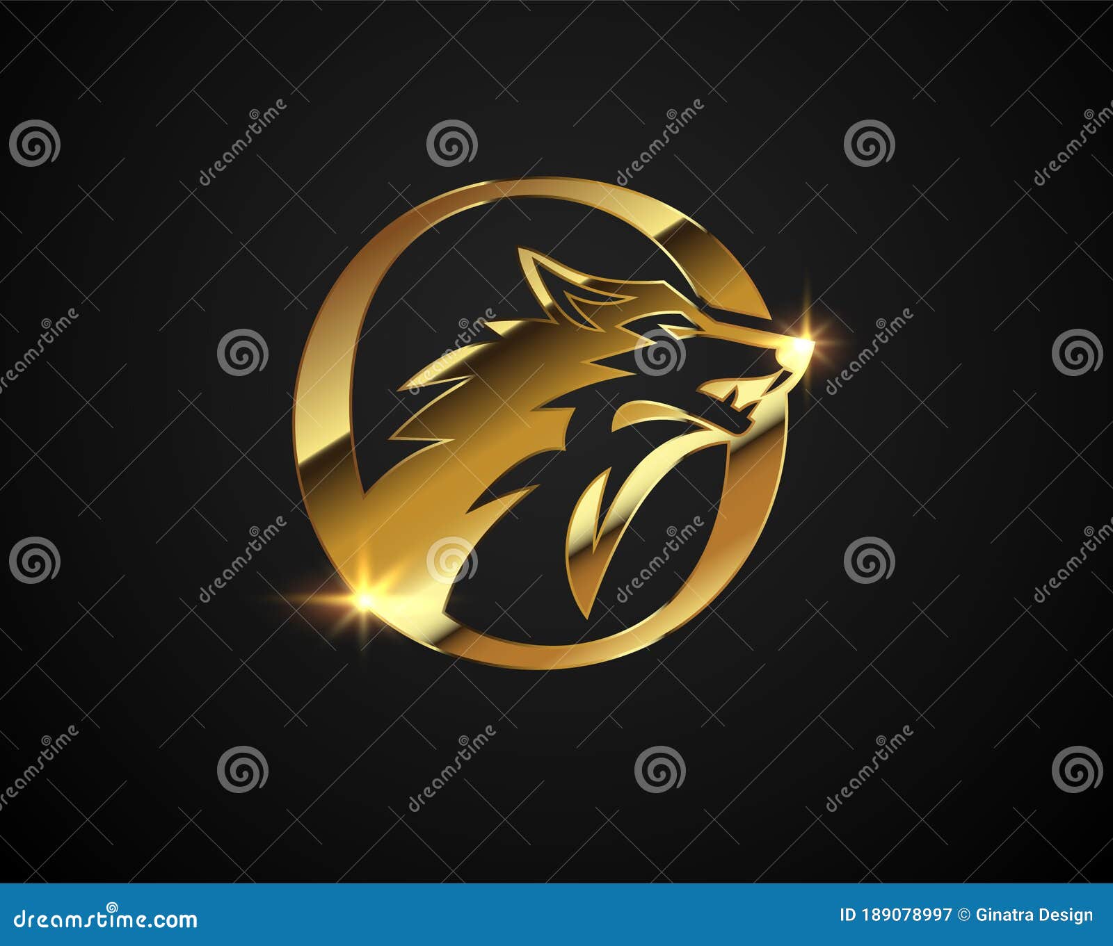 Golden Wolf Logo Sign stock vector. Illustration of animal - 189078997