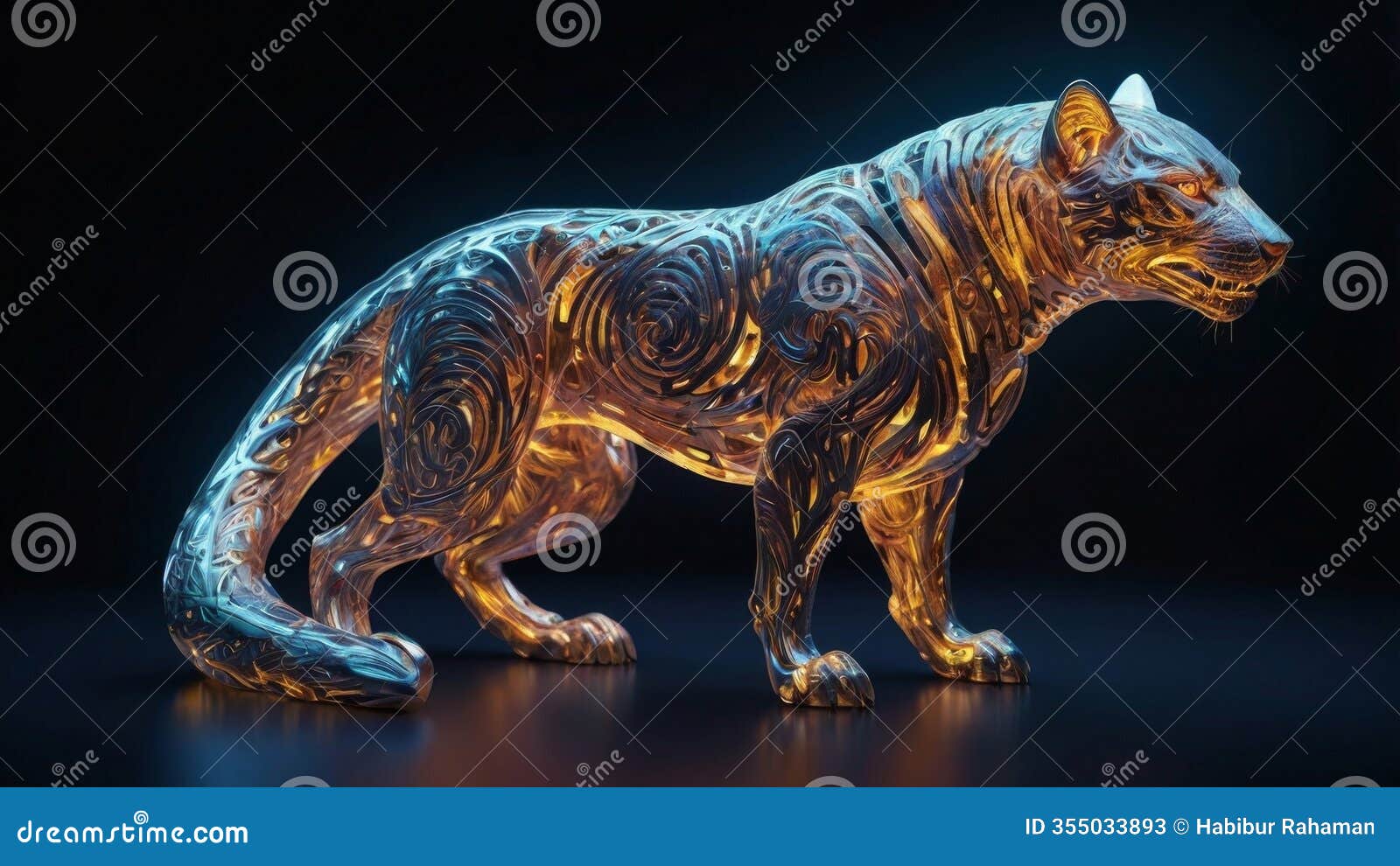 Golden Wolf Sculpture with Intricate Details Stock Illustration ...