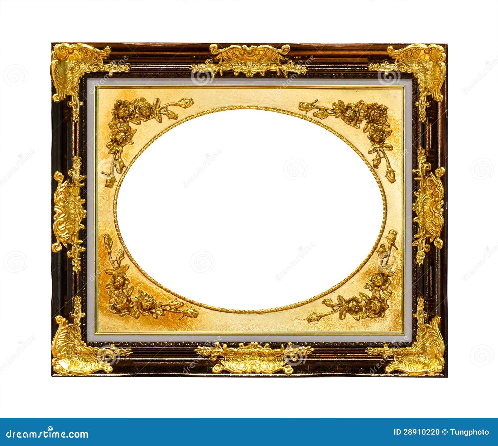 Golden wood frame isolated stock photo. Image of included - 28910220