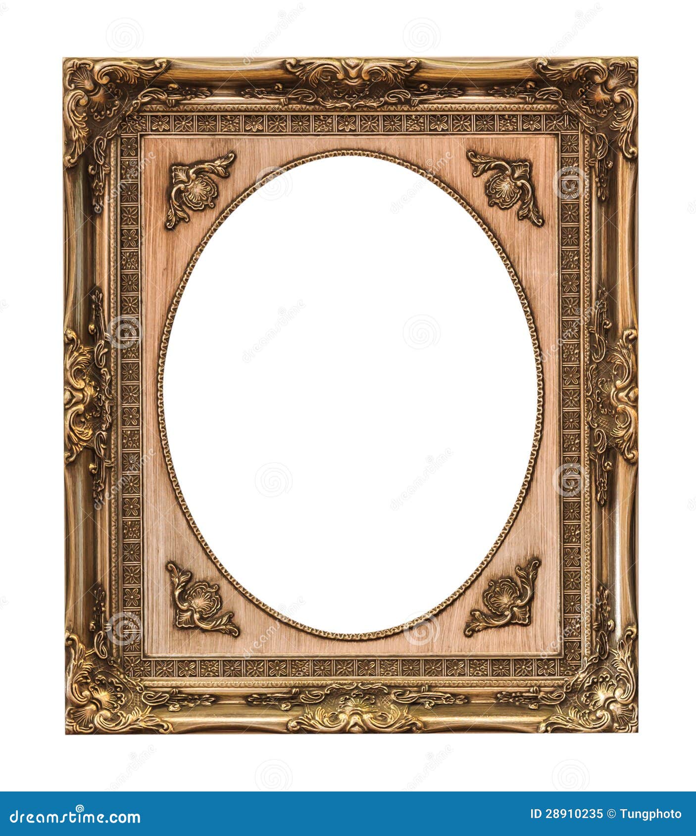 Golden wood frame isolated stock image. Image of custom - 28910235