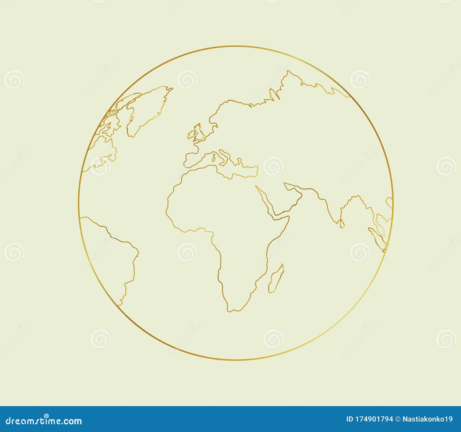 Golden World Globe.Vector Earth Icon Stock Illustration - Illustration ...