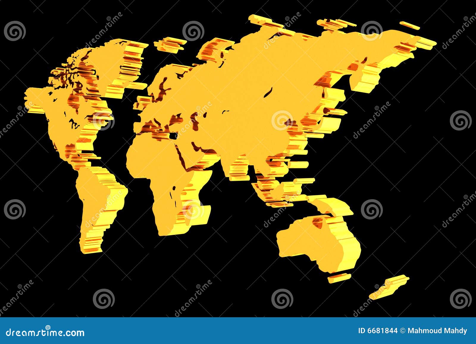 Golden World Map Picture. Image: 6681844