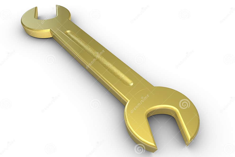 Golden wrench stock illustration. Illustration of construction - 12309872