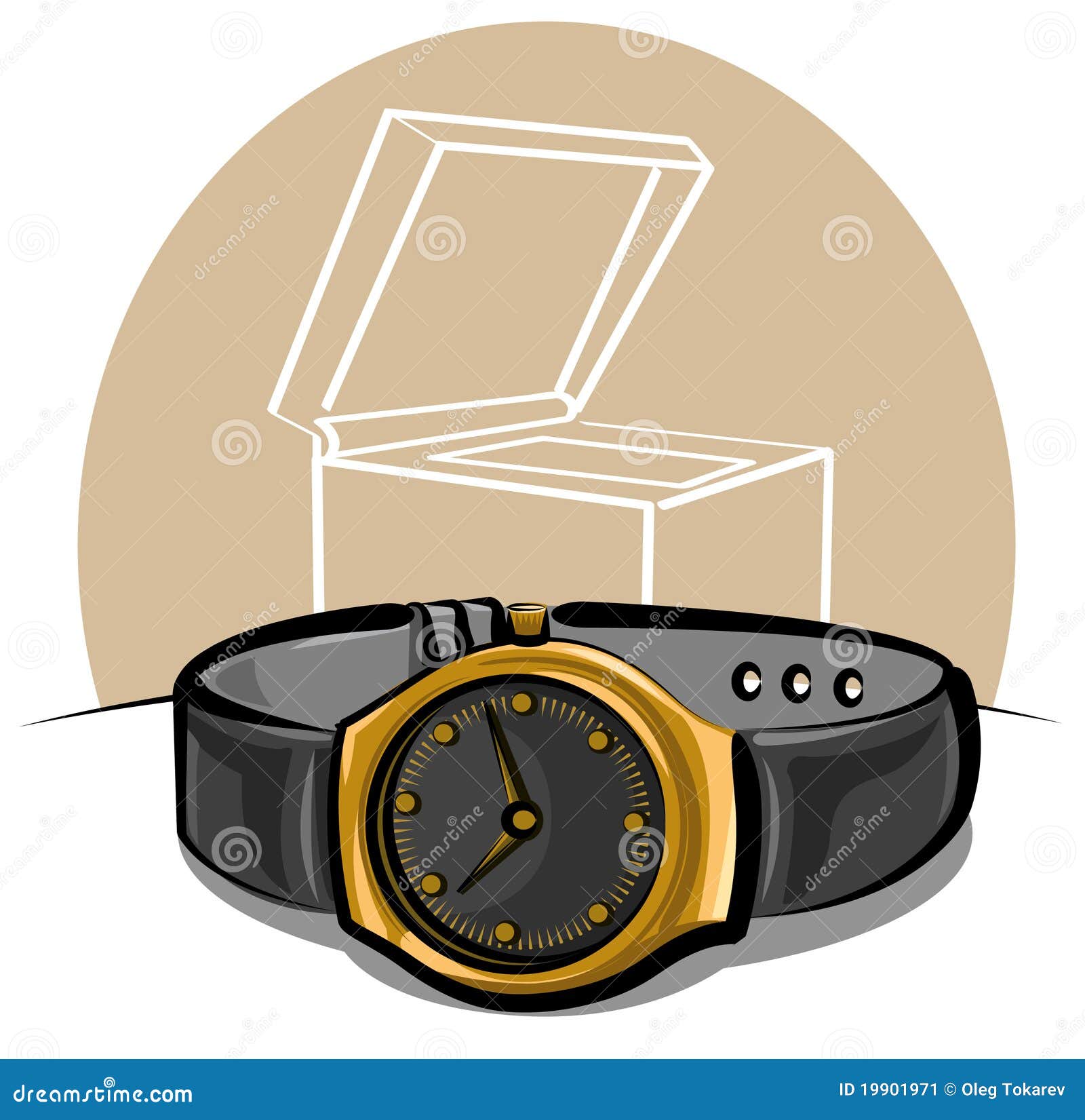 Golden wristwatch stock illustration. Illustration of human - 19901971