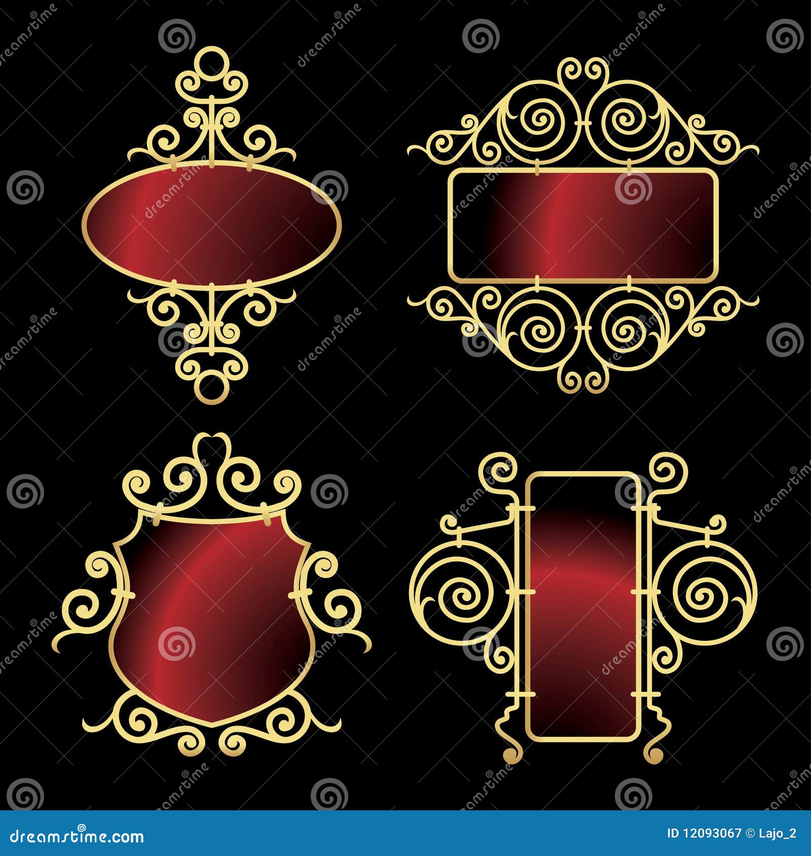 Golden wrought iron frames stock vector. Illustration of frame - 12093067