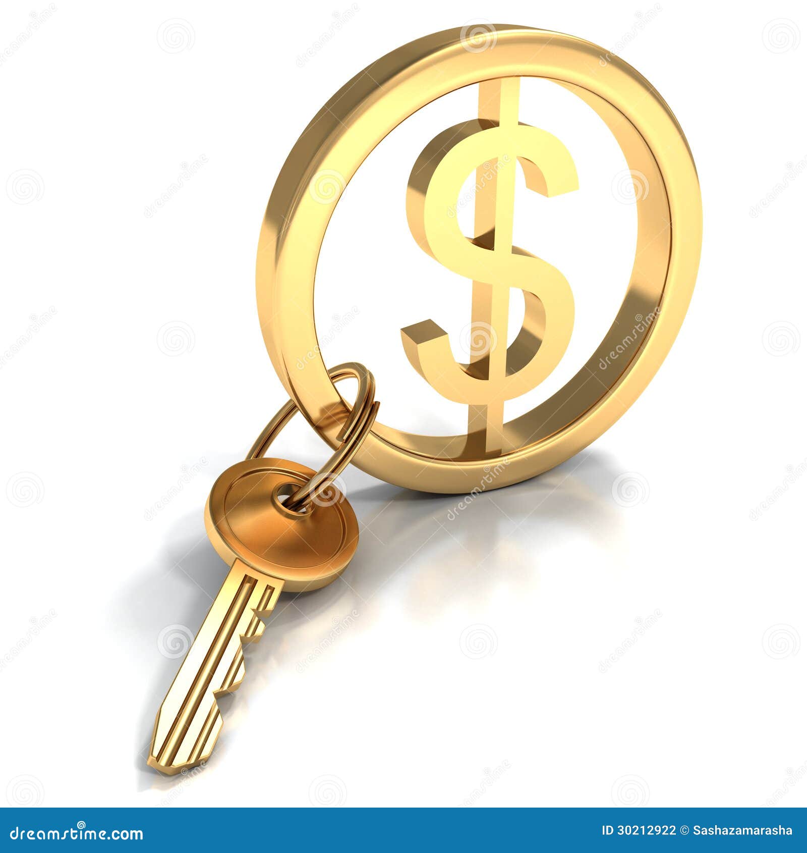 Golden Yale Key with Dollar Sign Stock Illustration - Illustration of ...