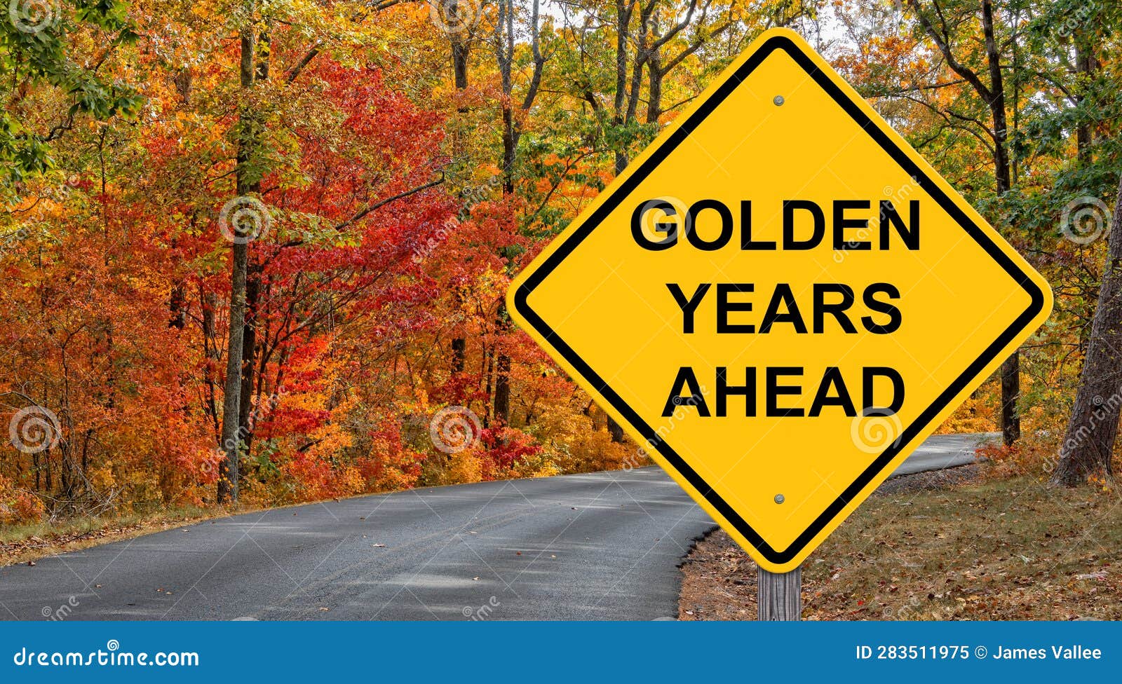 Golden Years Ahead Warning Sign Stock Image - Image of direction ...