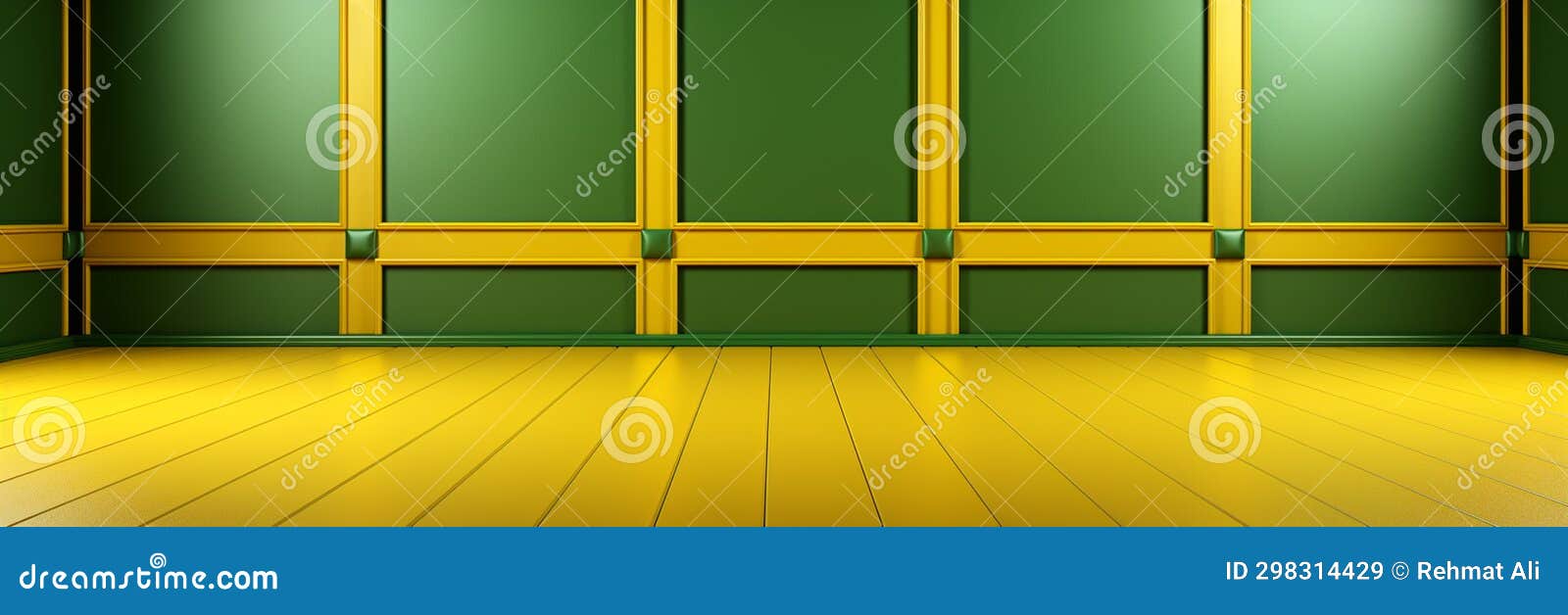 Golden Yellow and Green Room Interior View Studio Abstract Background ...