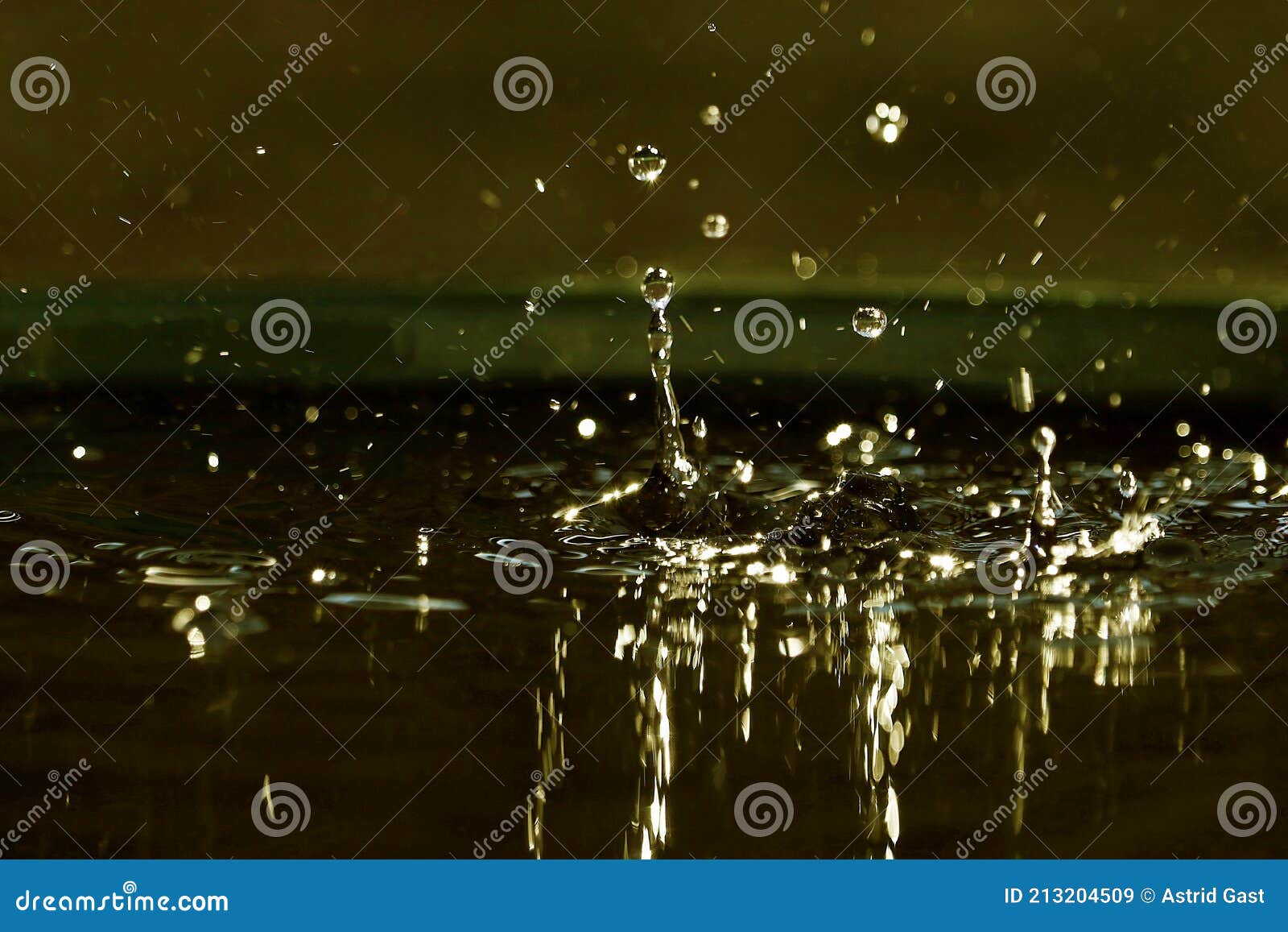 Golden Yellow Raindrops Fall into Water Stock Image - Image of beauty ...
