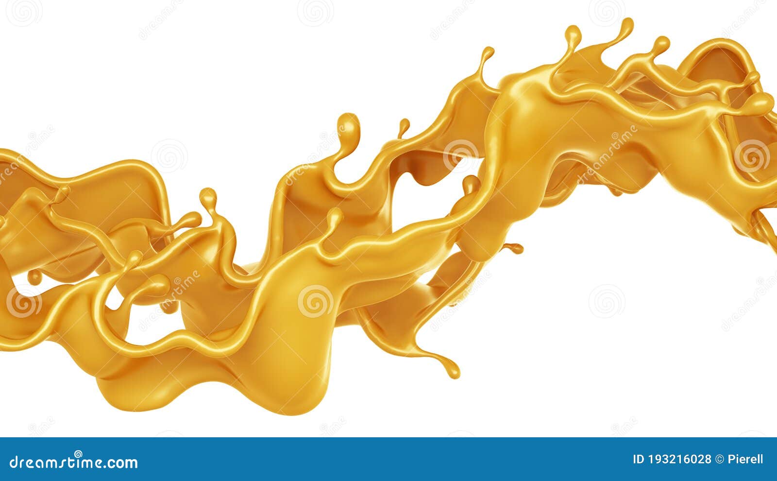 Golden Yellow Splash of Caramel. 3d Illustration, 3d Rendering Stock ...