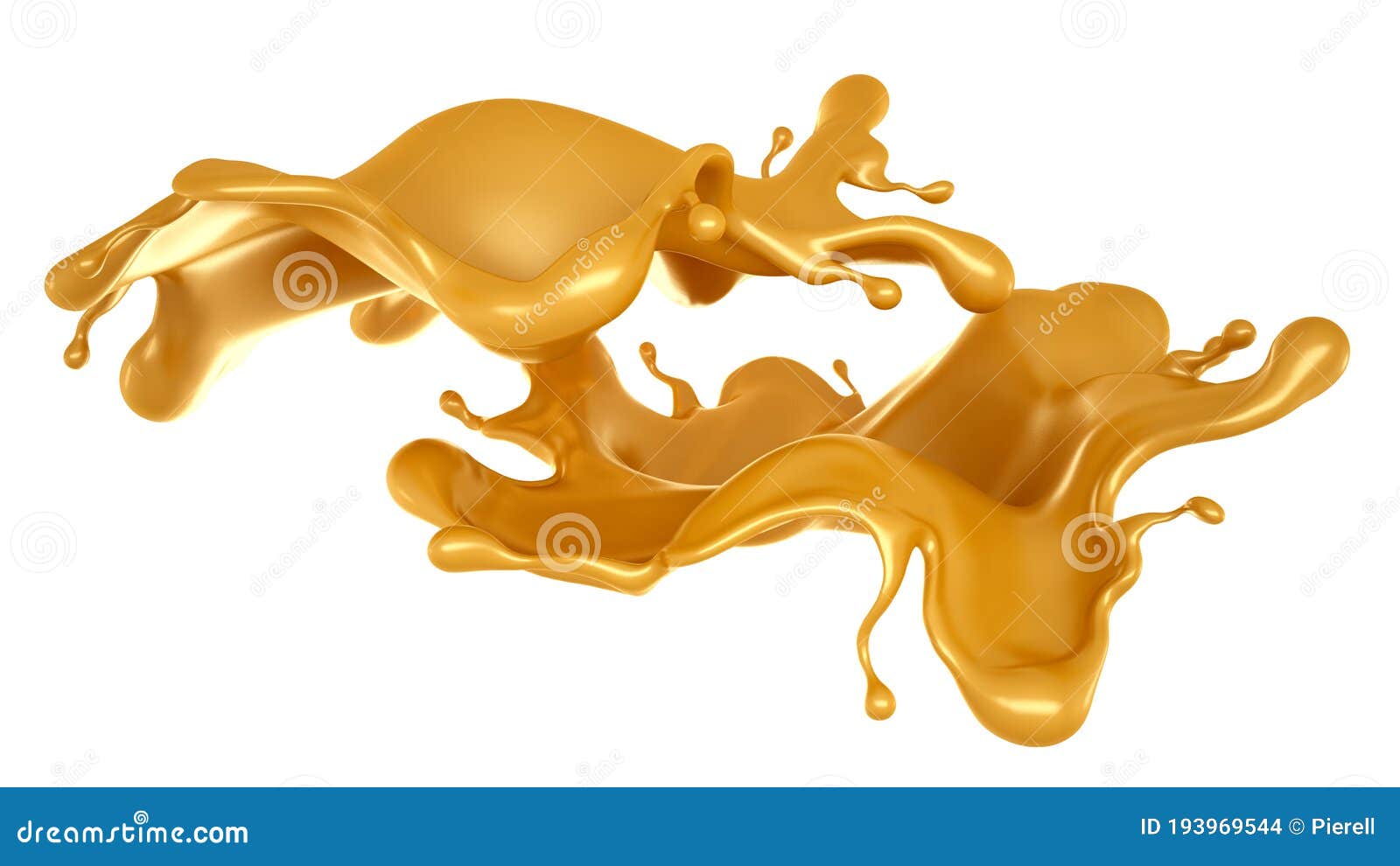 Golden Yellow Splash of Caramel. 3d Illustration, 3d Rendering Stock ...
